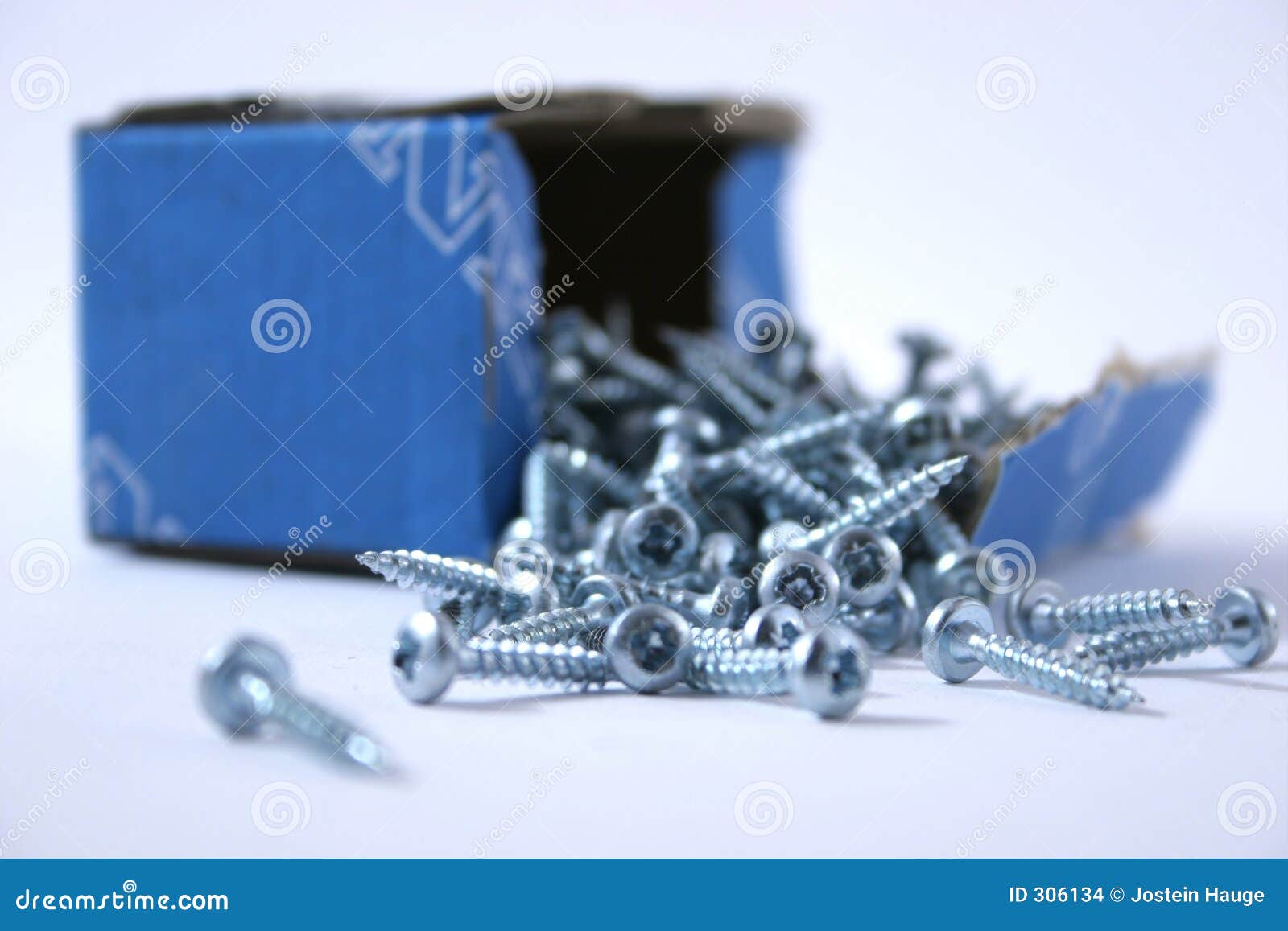 Doos van Schroeven stock foto. Image of scherp, bouw, zilver - 306134