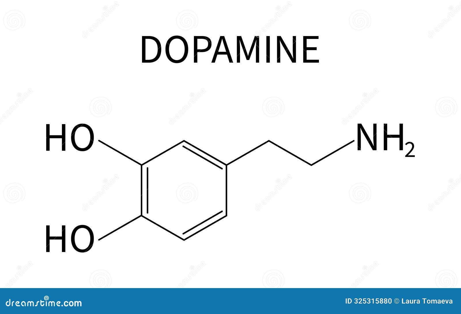 Dopamine Chemical Structure Formula Representation of Neurotransmitter ... Dopamine Chemical Structure Formula Representation of Neurotransmitter ...