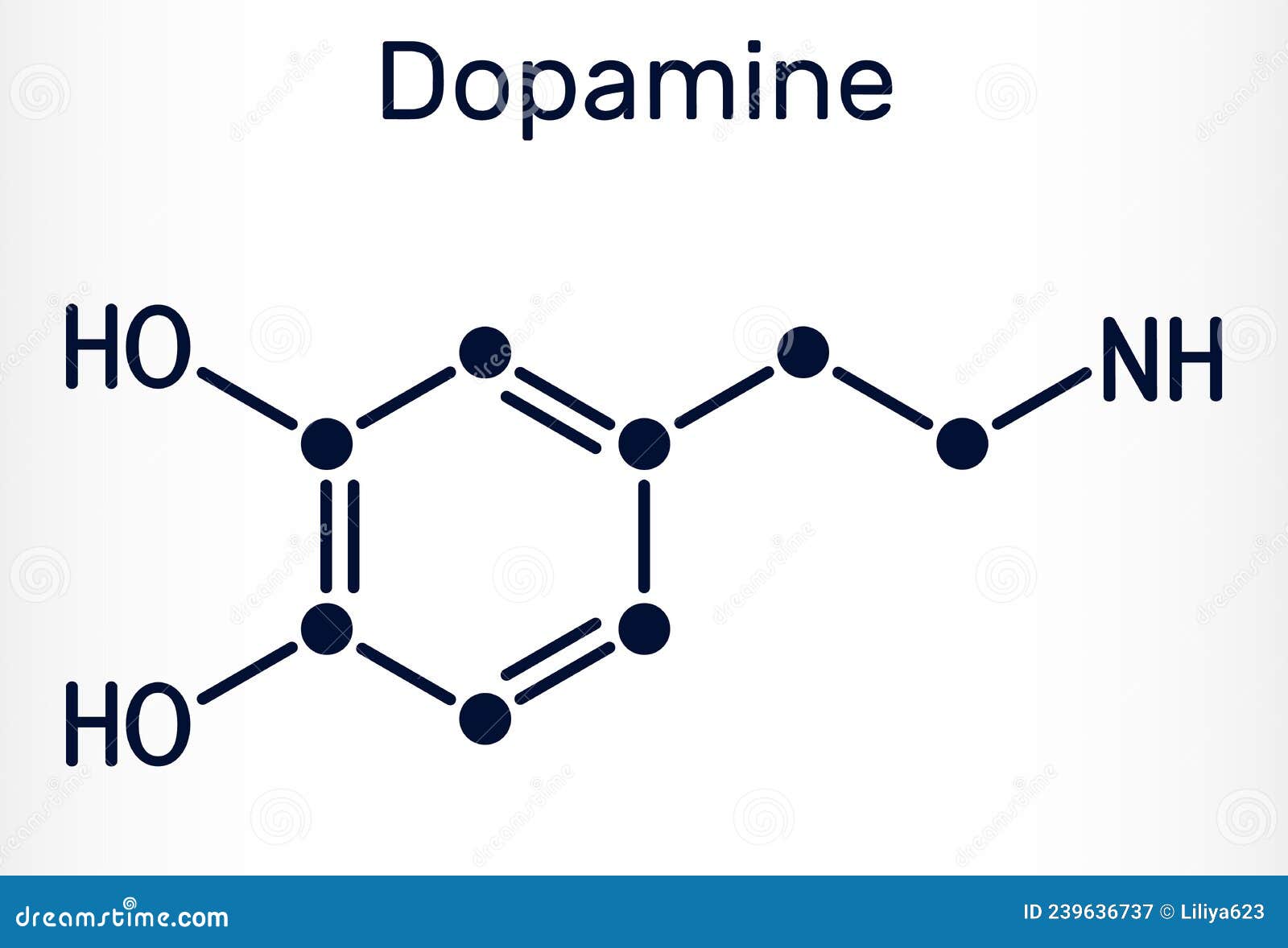 Dopamine,DA Molecule. it is Monoamine Neurotransmitter, Neuromodulator ...
