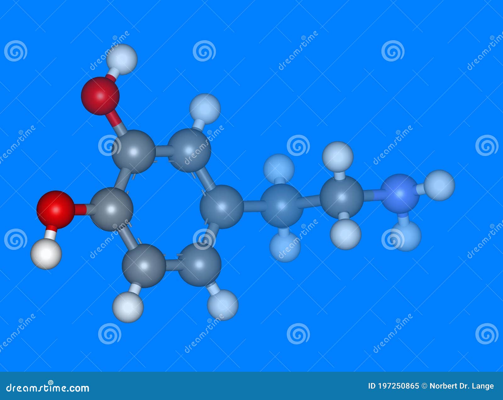 Dopamine Molecular Structure. Neurotransmitter Molecule. Vector ...