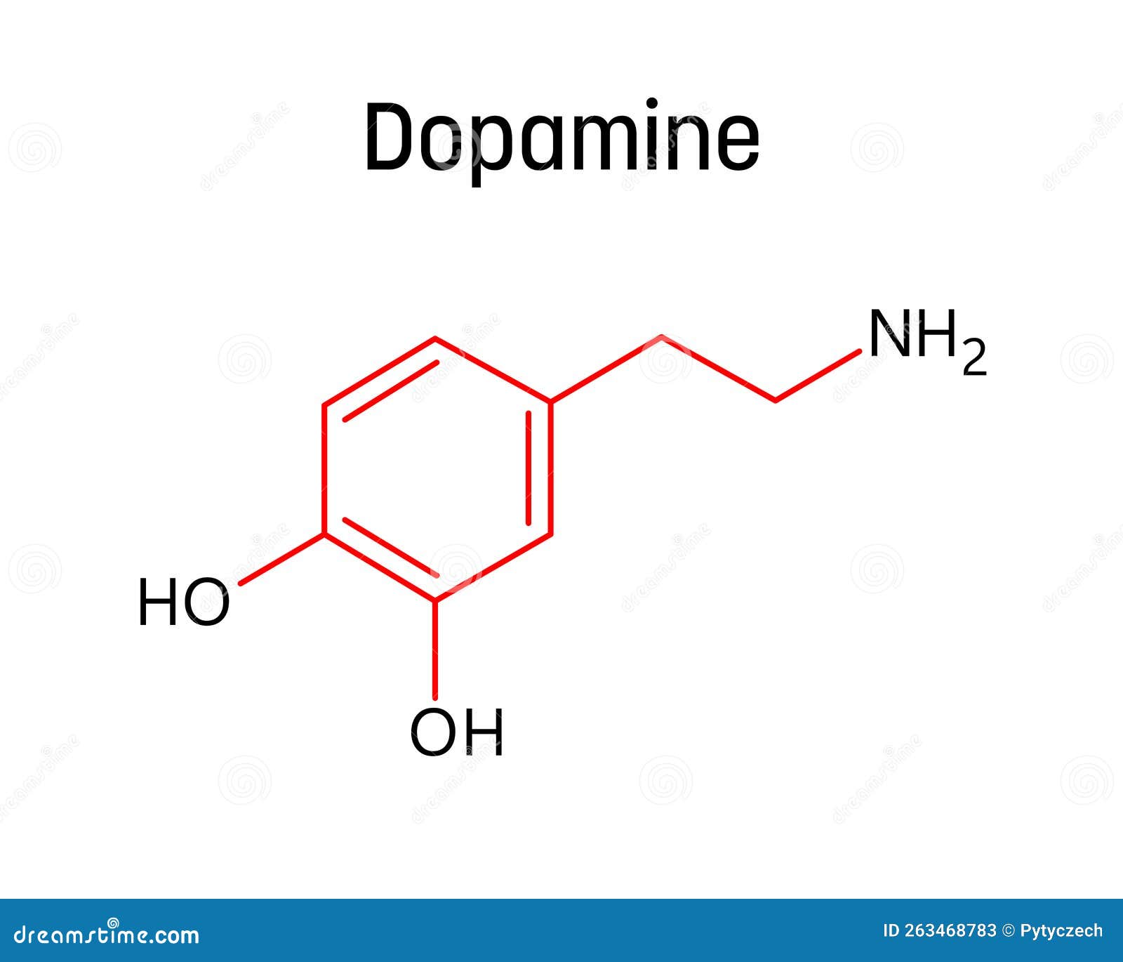 Dopamine Structural Formula of Molecular Structure Stock Illustration ...