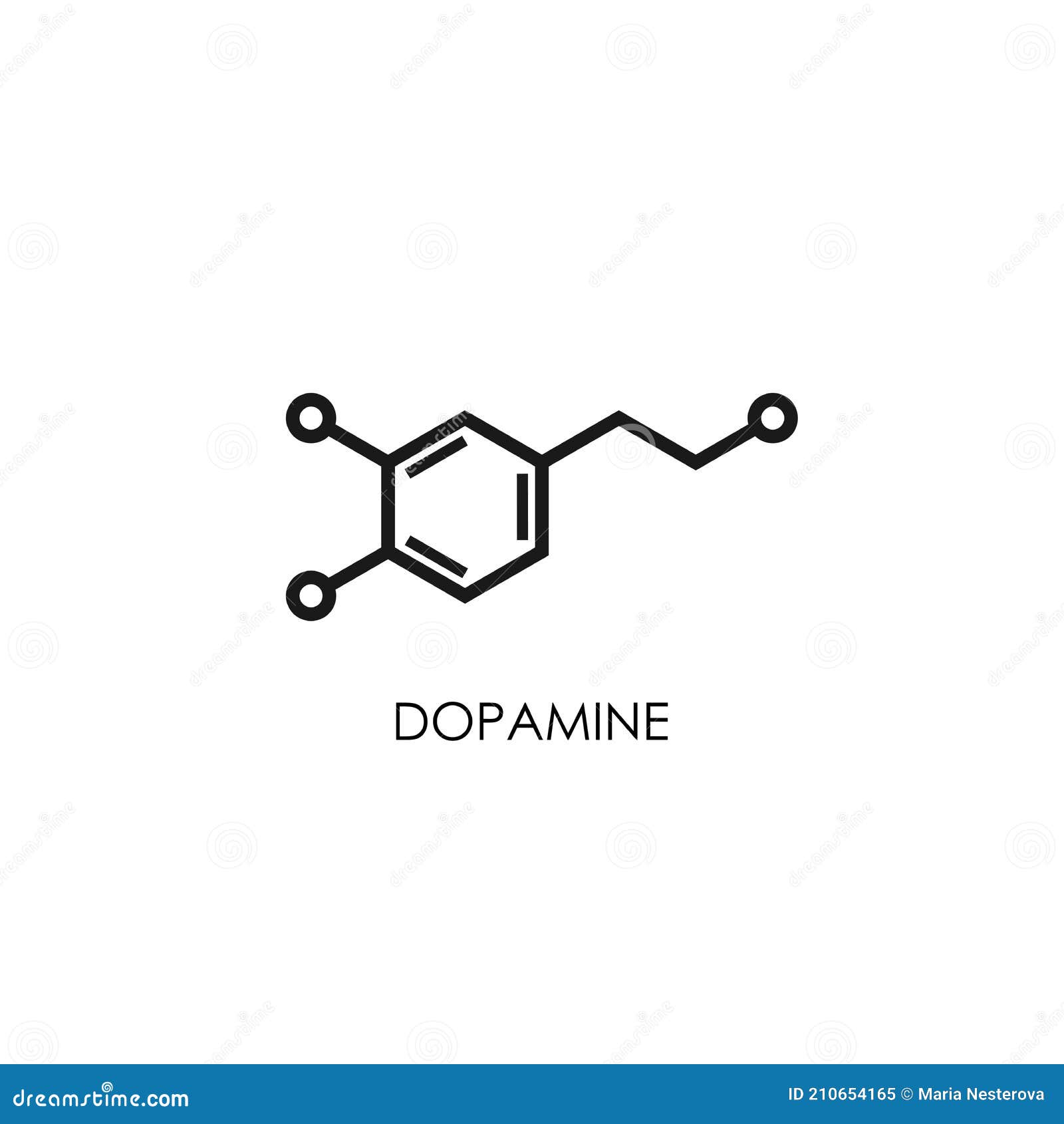 Dopamine Molecular Structure. Neurotransmitter Molecule Stock Vector ...