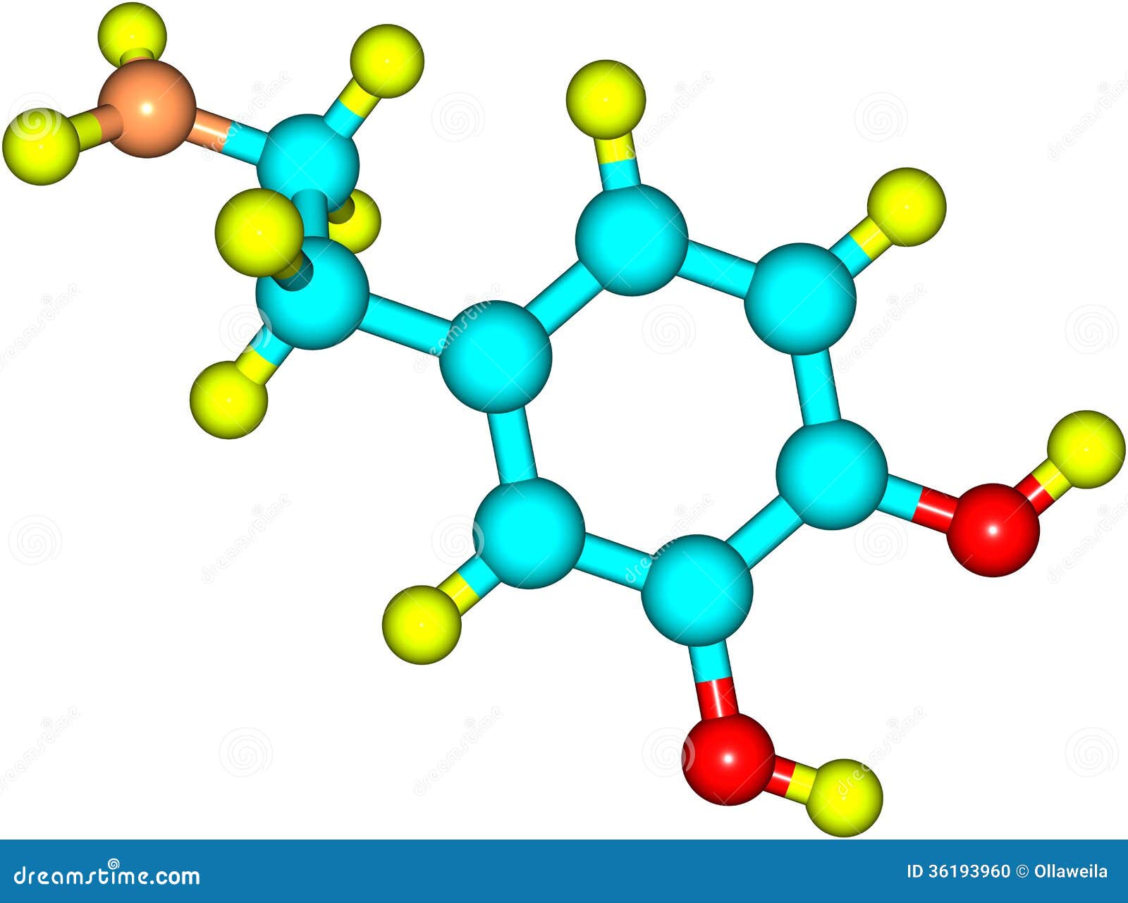 Dopamine Neurotransmitter Molecule. Also Used As Drug. Stylized 2D ...