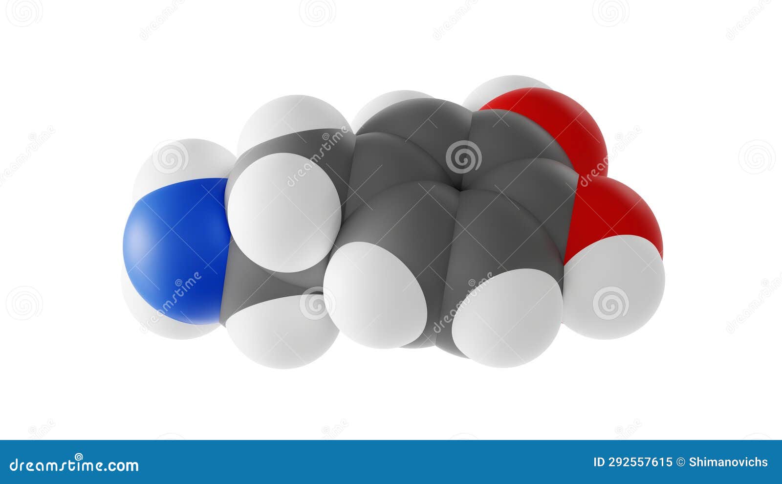 Dopamine Molecule, Neuromodulatory Molecule Molecular Structure ...