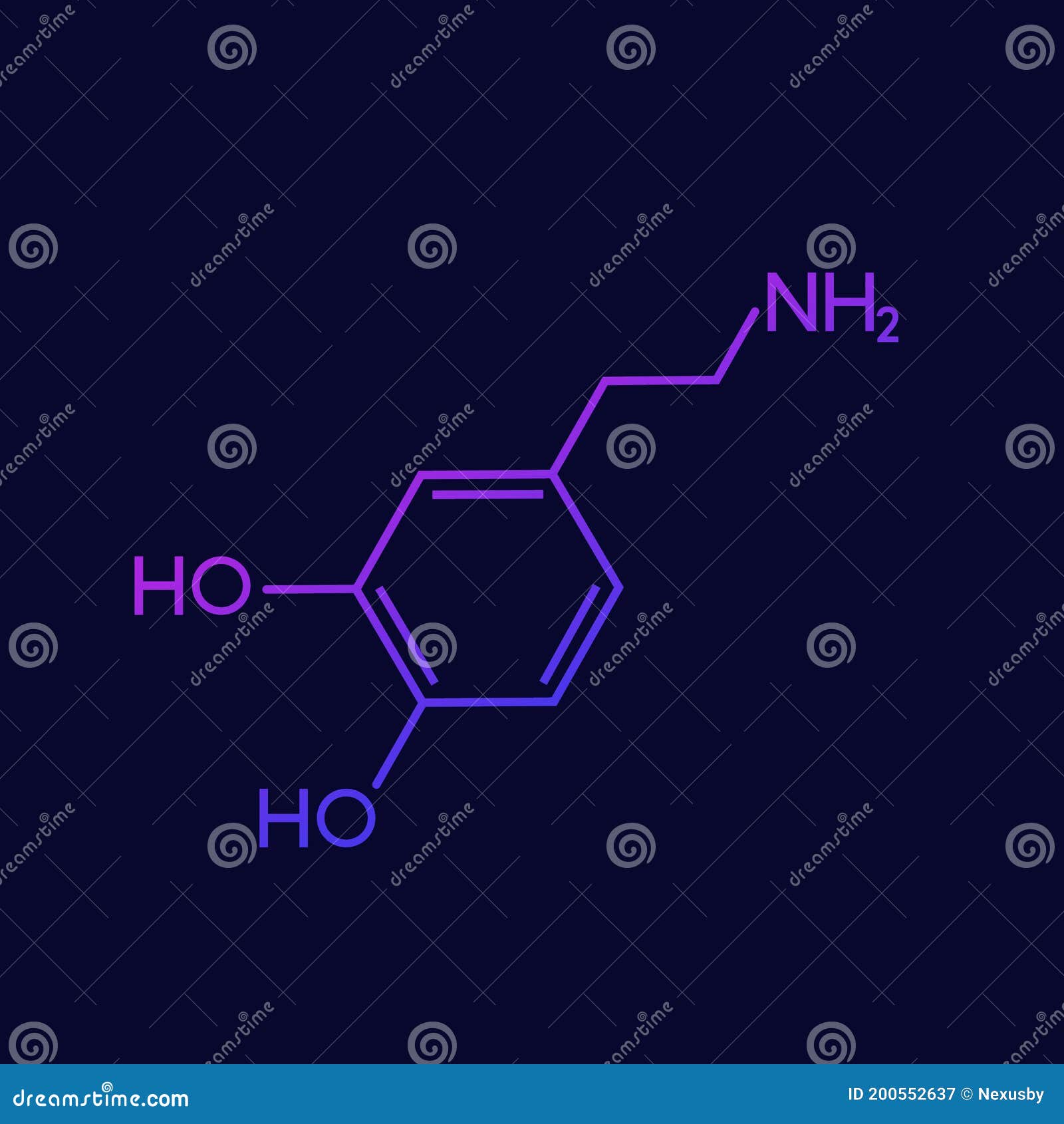 Dopamine Molecule, Neurotransmitter Stock Vector - Illustration of ...