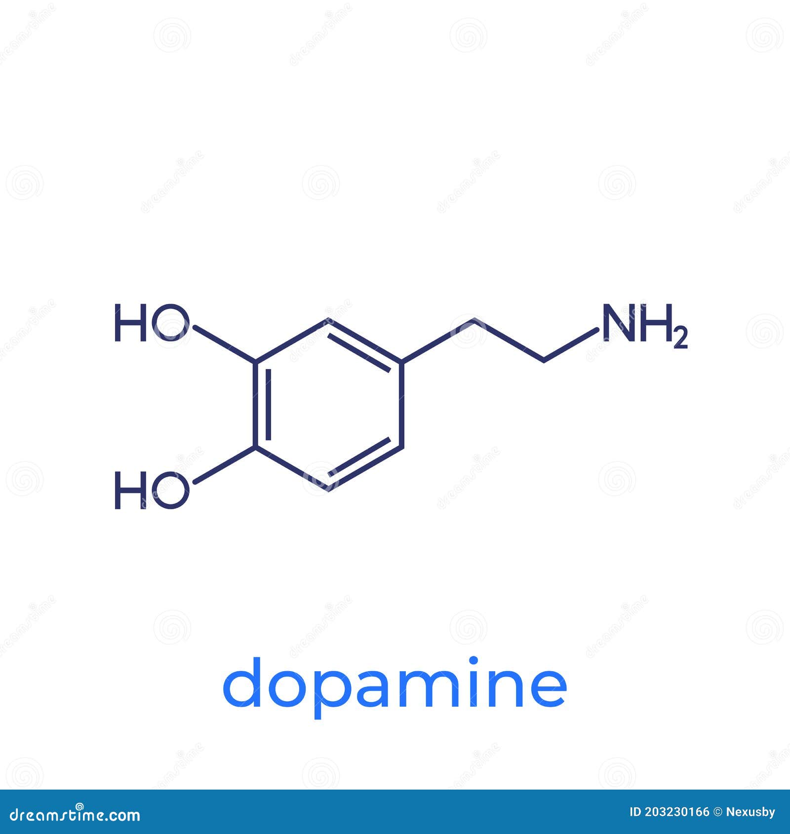 Dopamine Molecule on White, Vector Stock Vector - Illustration of brain ...