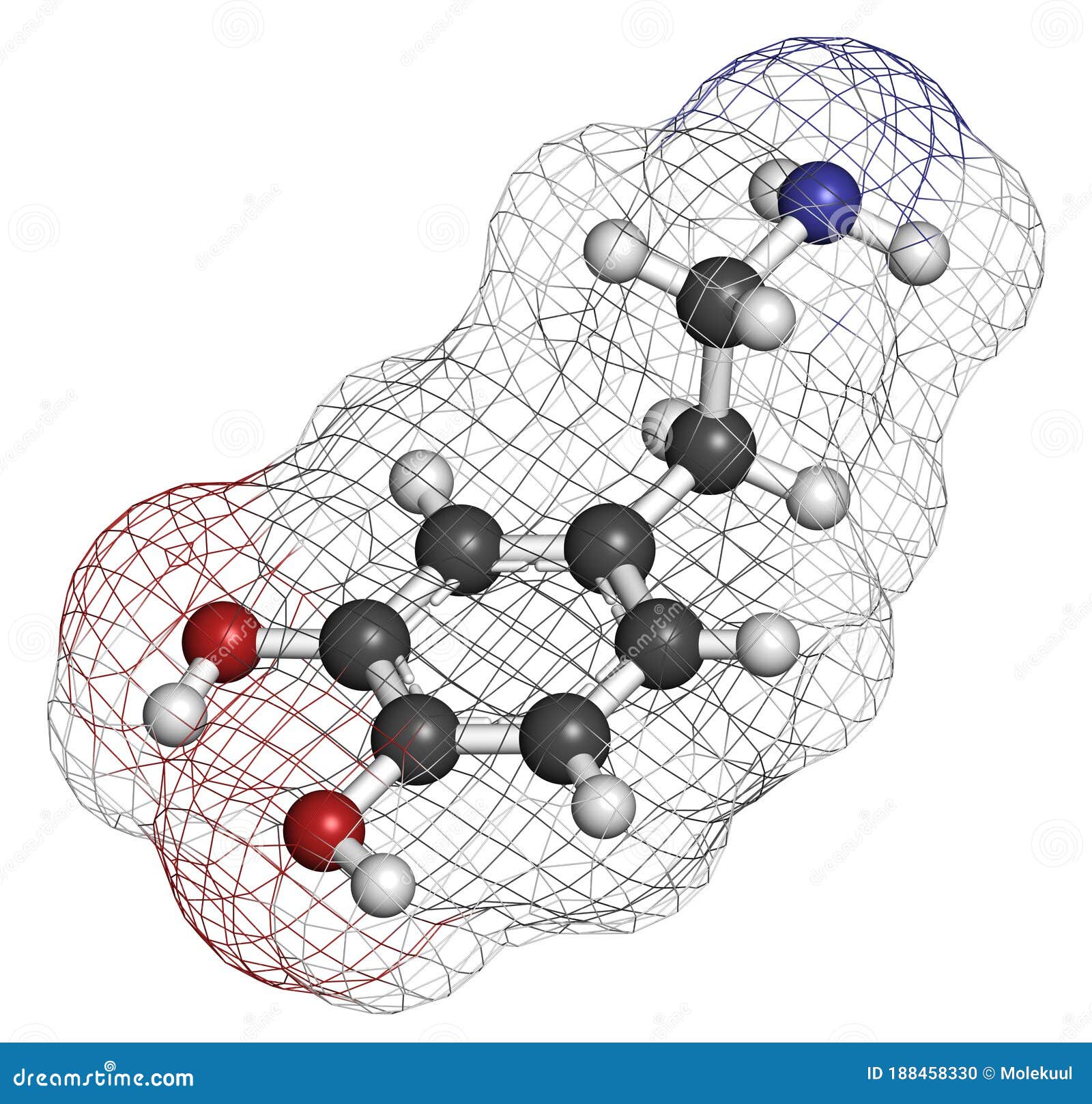 Dopamine Neurotransmitter Molecule. Catecholamine Class Compound that ...
