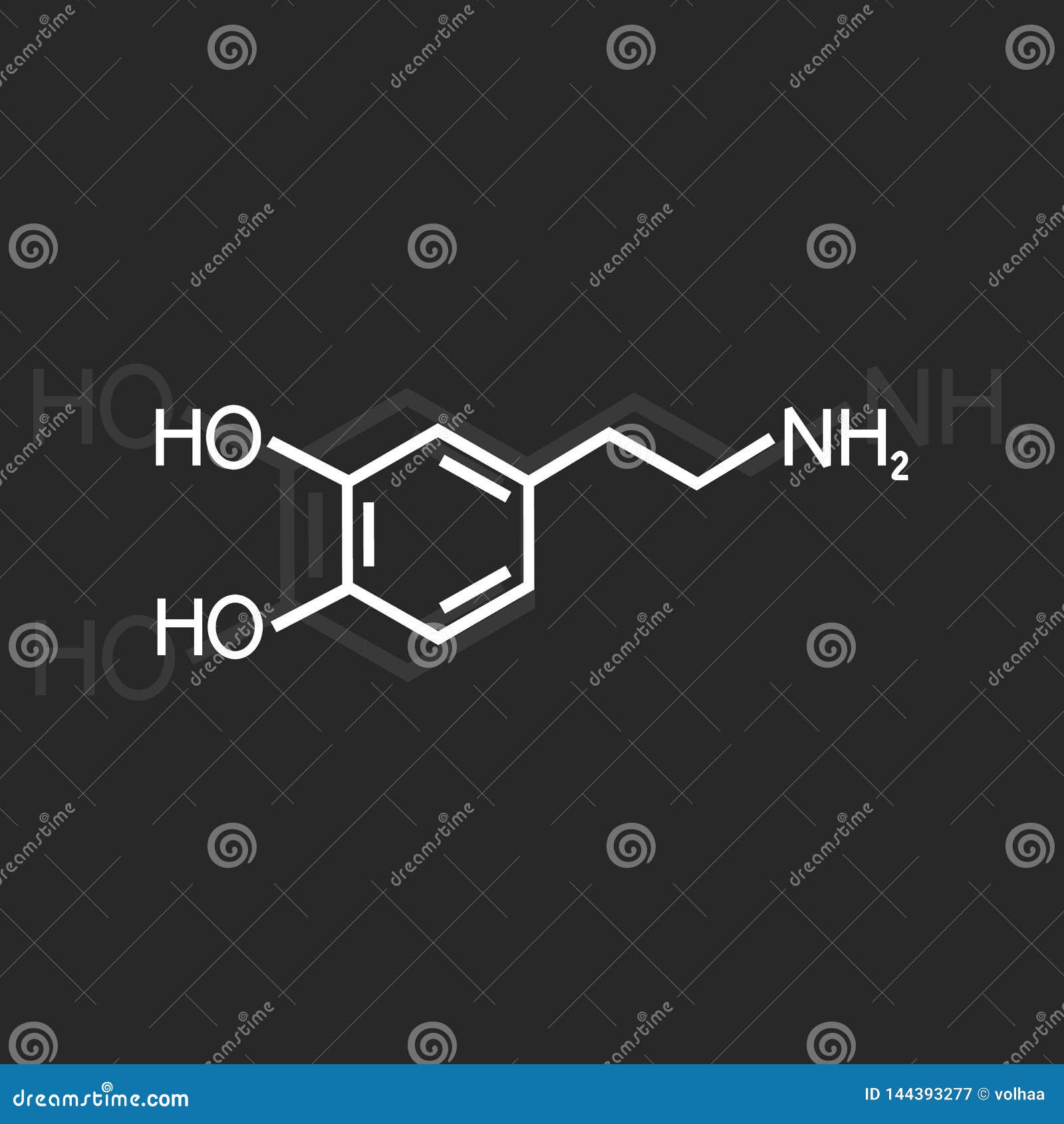 Dopamine Vector Illustration. Labeled Diagram With Its Action And ...