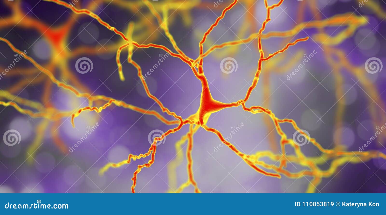 Dopaminergic Neuron, Computer Reconstruction Stock Illustration ...