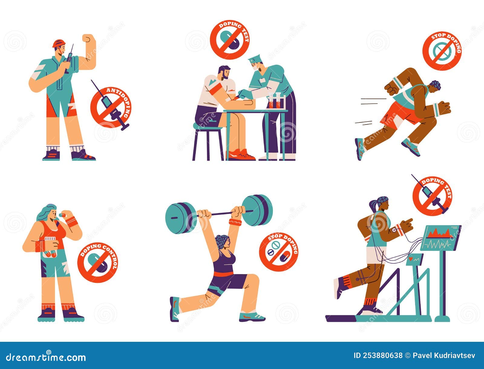 Doping Control Procedure, Illustrated Guide Cartoon Vector ...