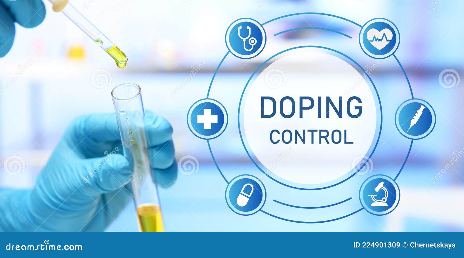 Doping Control. Virtual Icons and Laboratory Assistant Dripping Urine ...