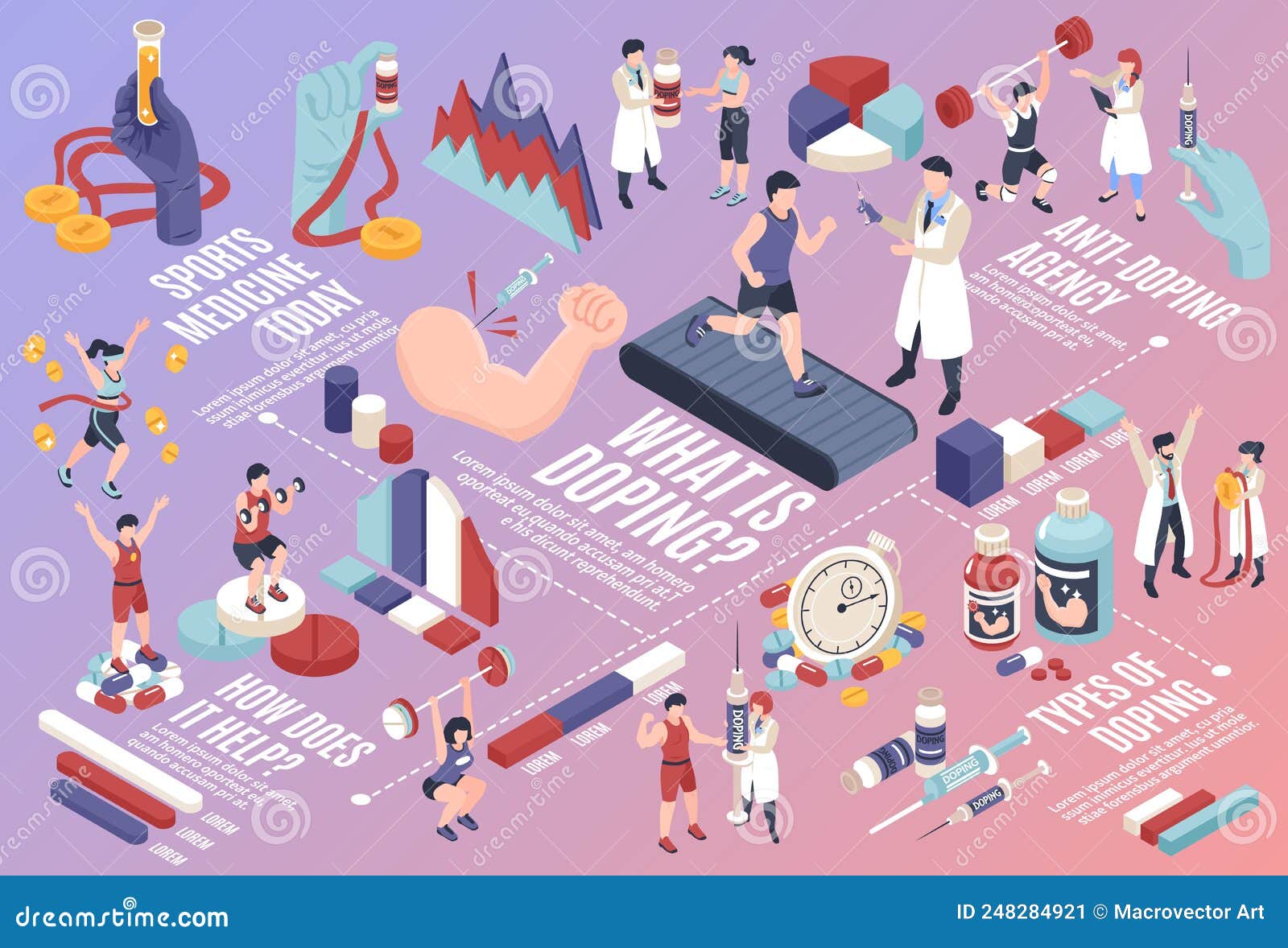 Doping Isometric Flowchart stock vector. Illustration of elements ...