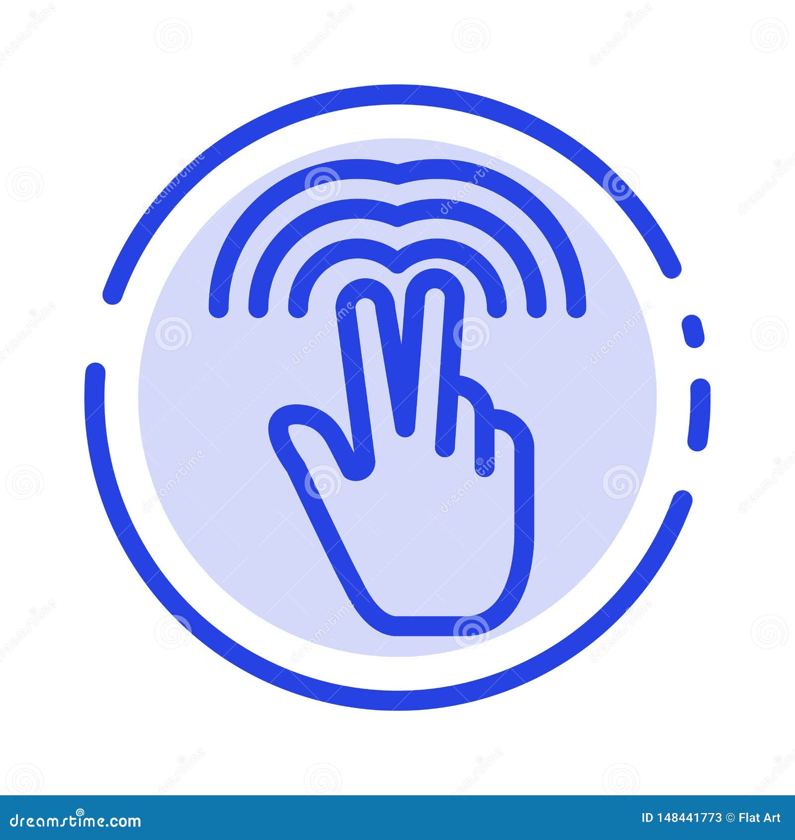 Doppeltes, Gesten, Hand, Tab Blue Dotted Line Line-Ikone Vektor ...