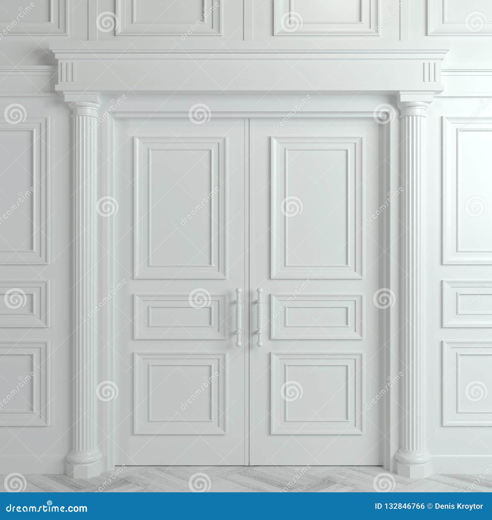 Doppia Porta Classica Bianca Fotografia Stock - Immagine di casa, notte ...