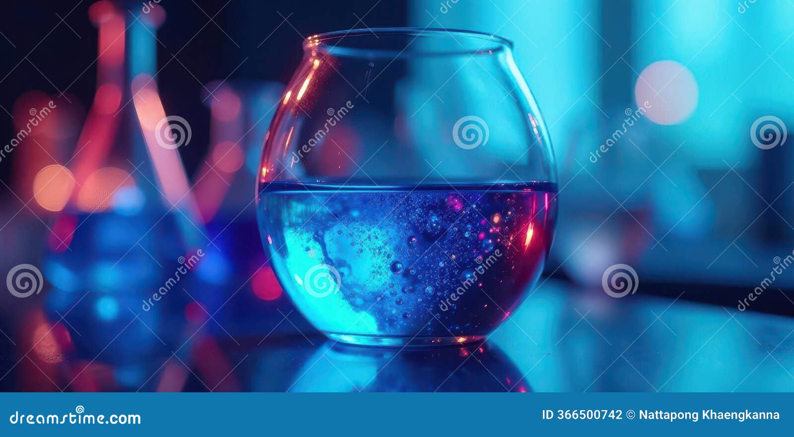 Doppler Effect Visualized In Blue Liquid Within Lab Glassware , Science ...
