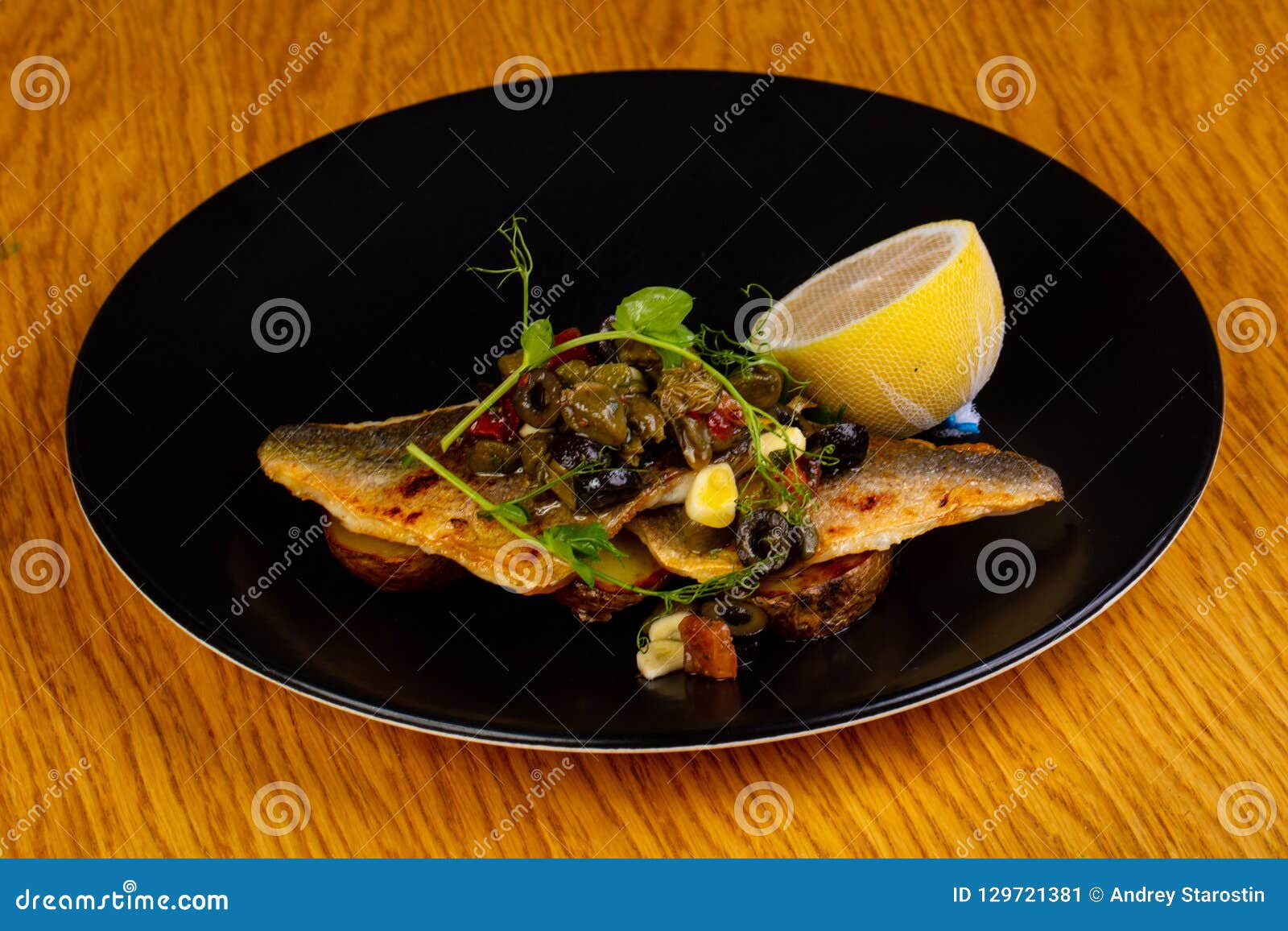 Dorada fillet with herbs stock image. Image of dorado - 129721381