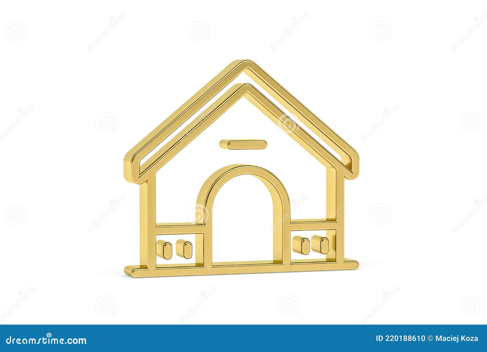 Dorado 3d Casa Icono Aislado Sobre Fondo Blanco Stock de ilustración ...