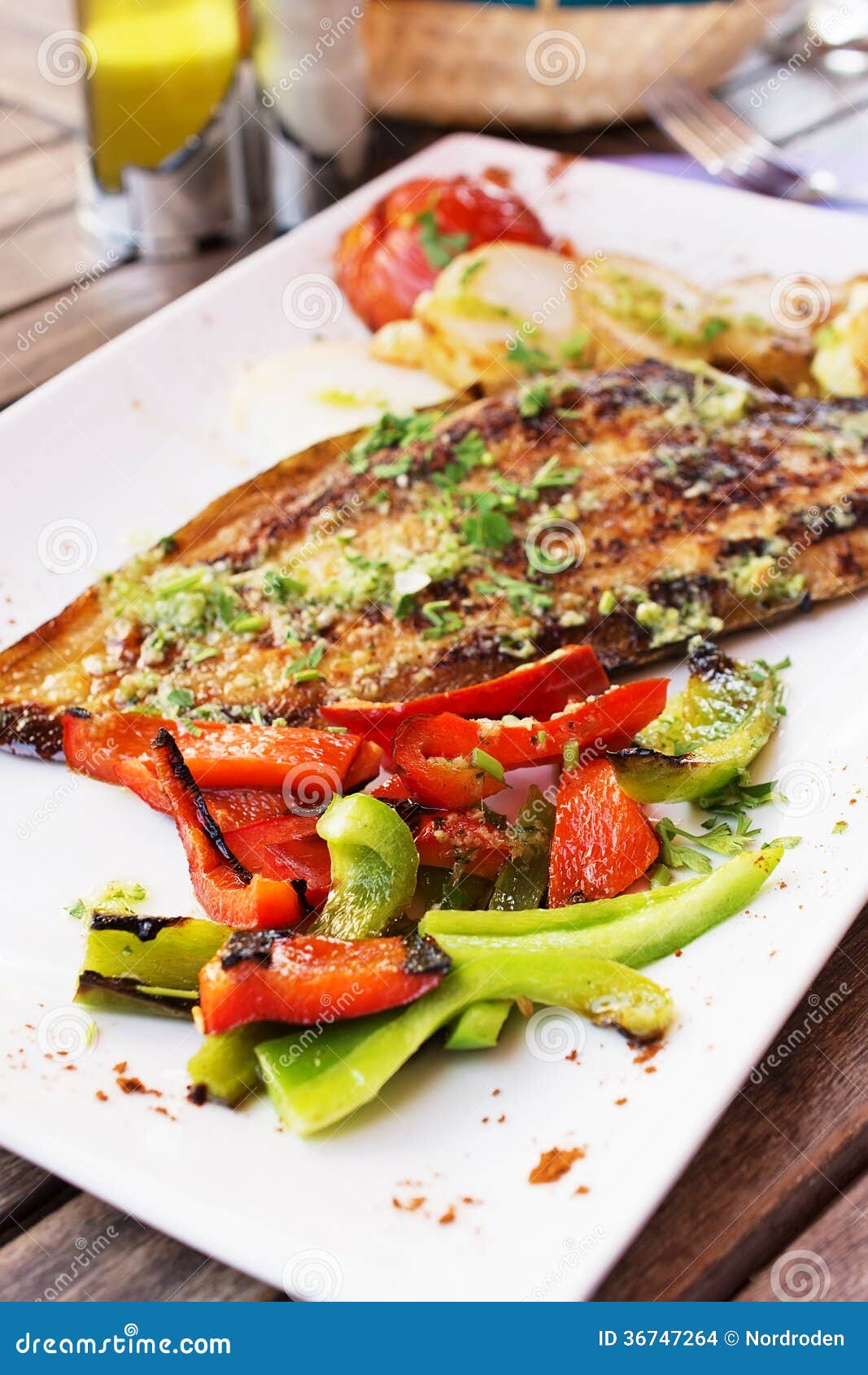 Dorado Fish Fillet with Vegetables Stock Photo - Image of seafood ...