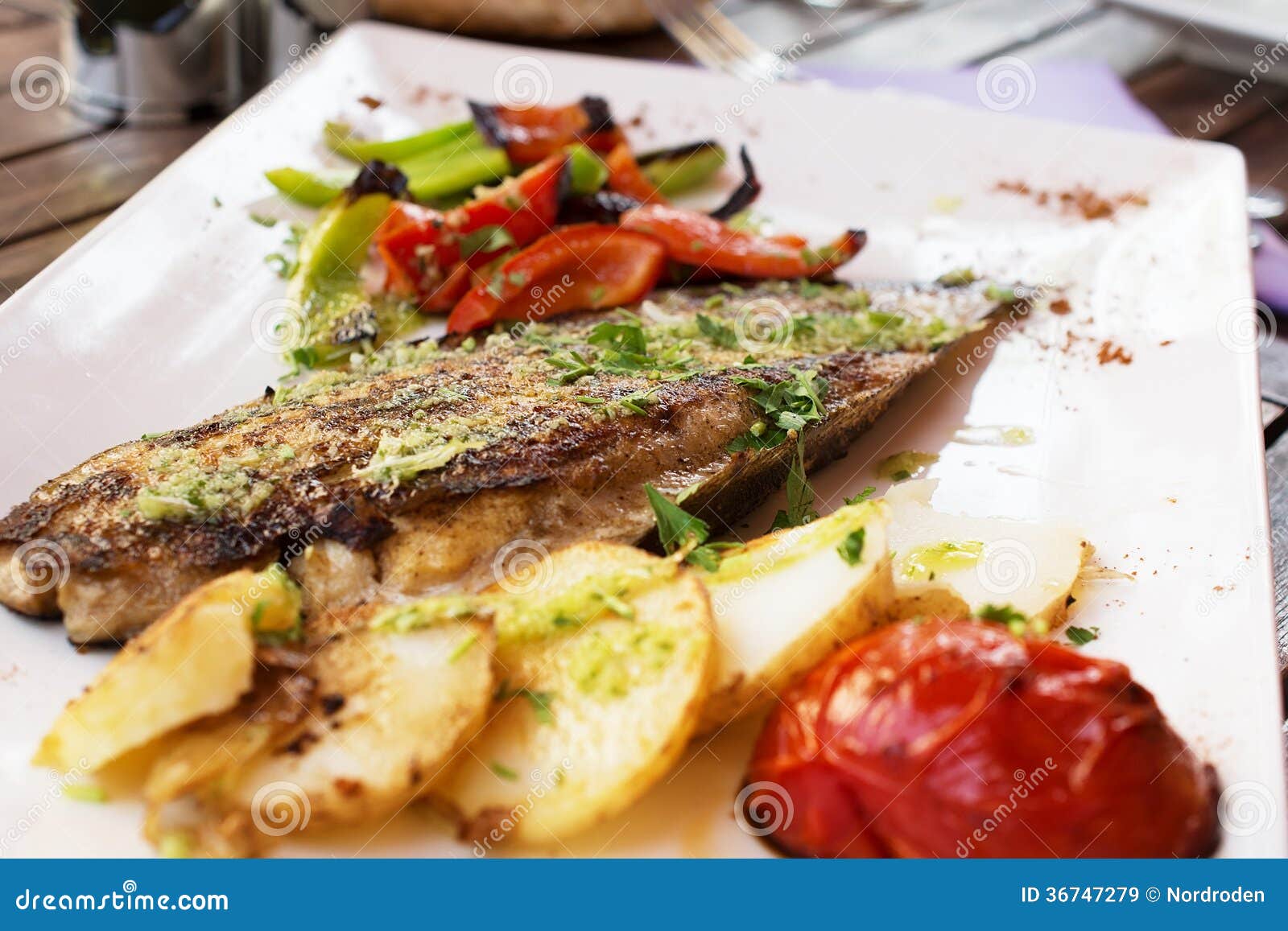 Dorado Fish Fillet with Vegetables Stock Image - Image of fish, dinner ...