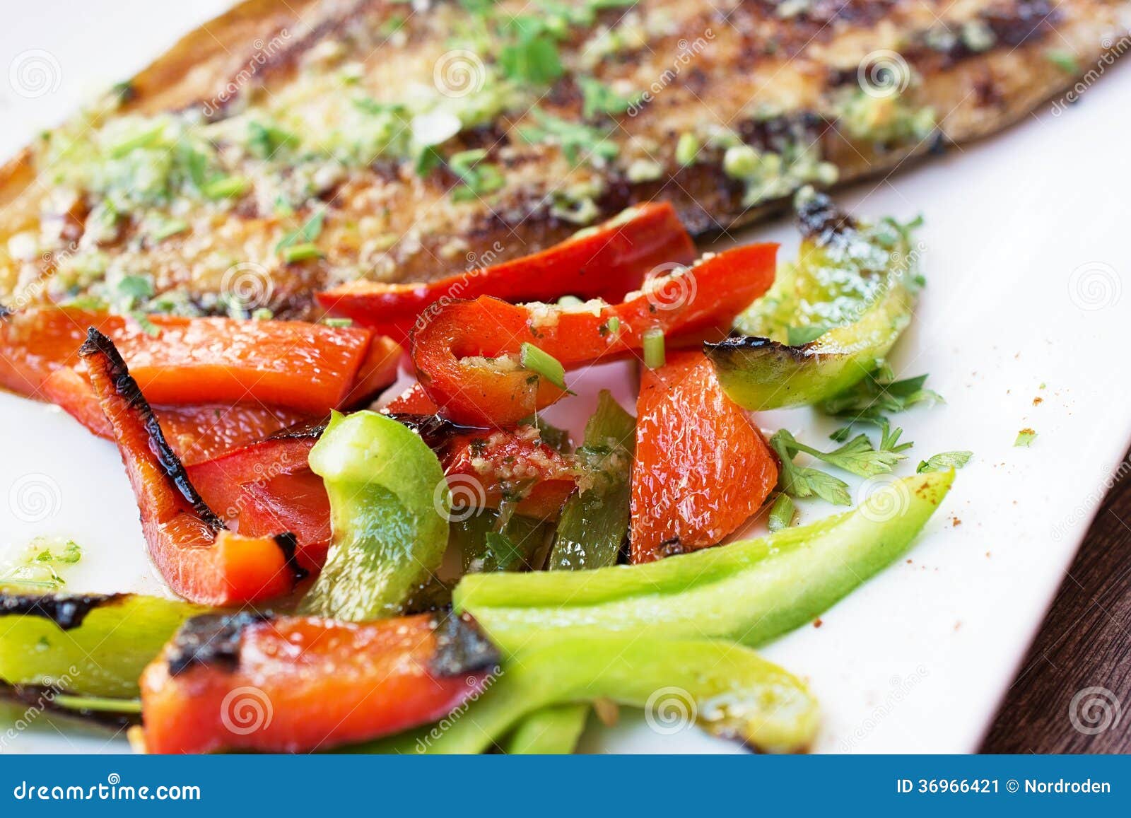 Dorado Fish Fillet with Vegetables Stock Image - Image of grilled ...