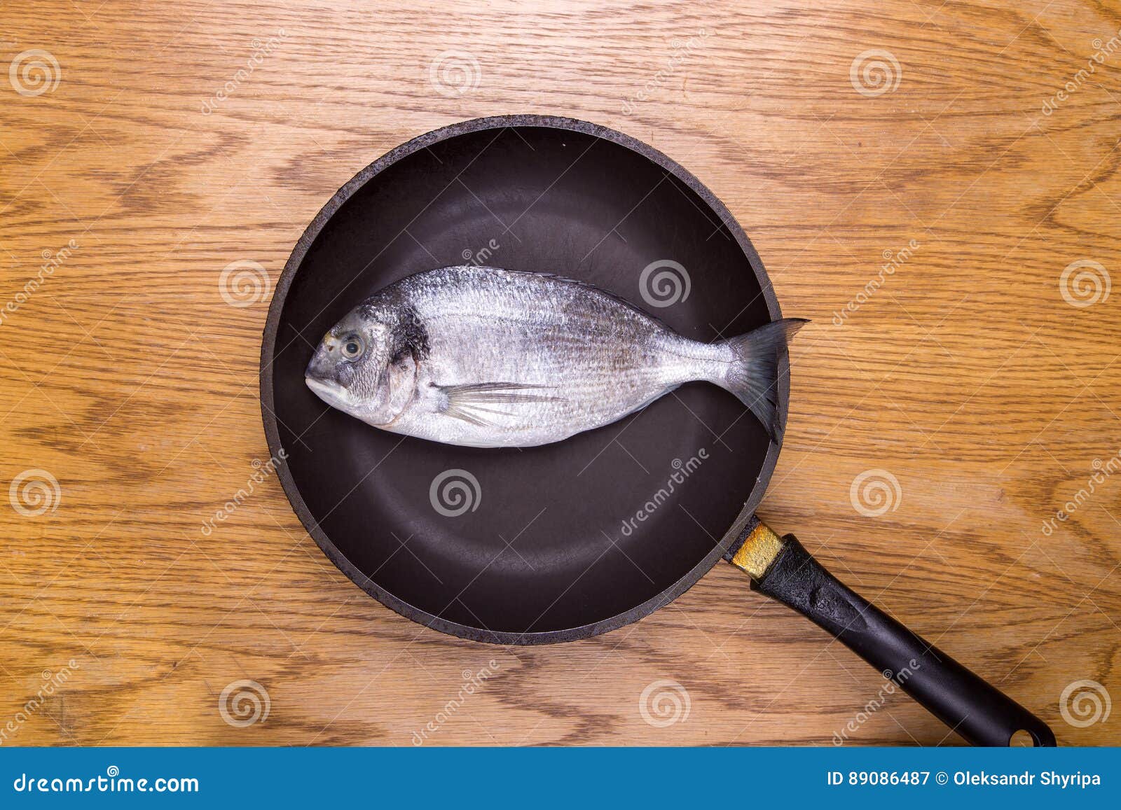 Dorado Fish on a Pan Top View Stock Image - Image of board, preparation ...