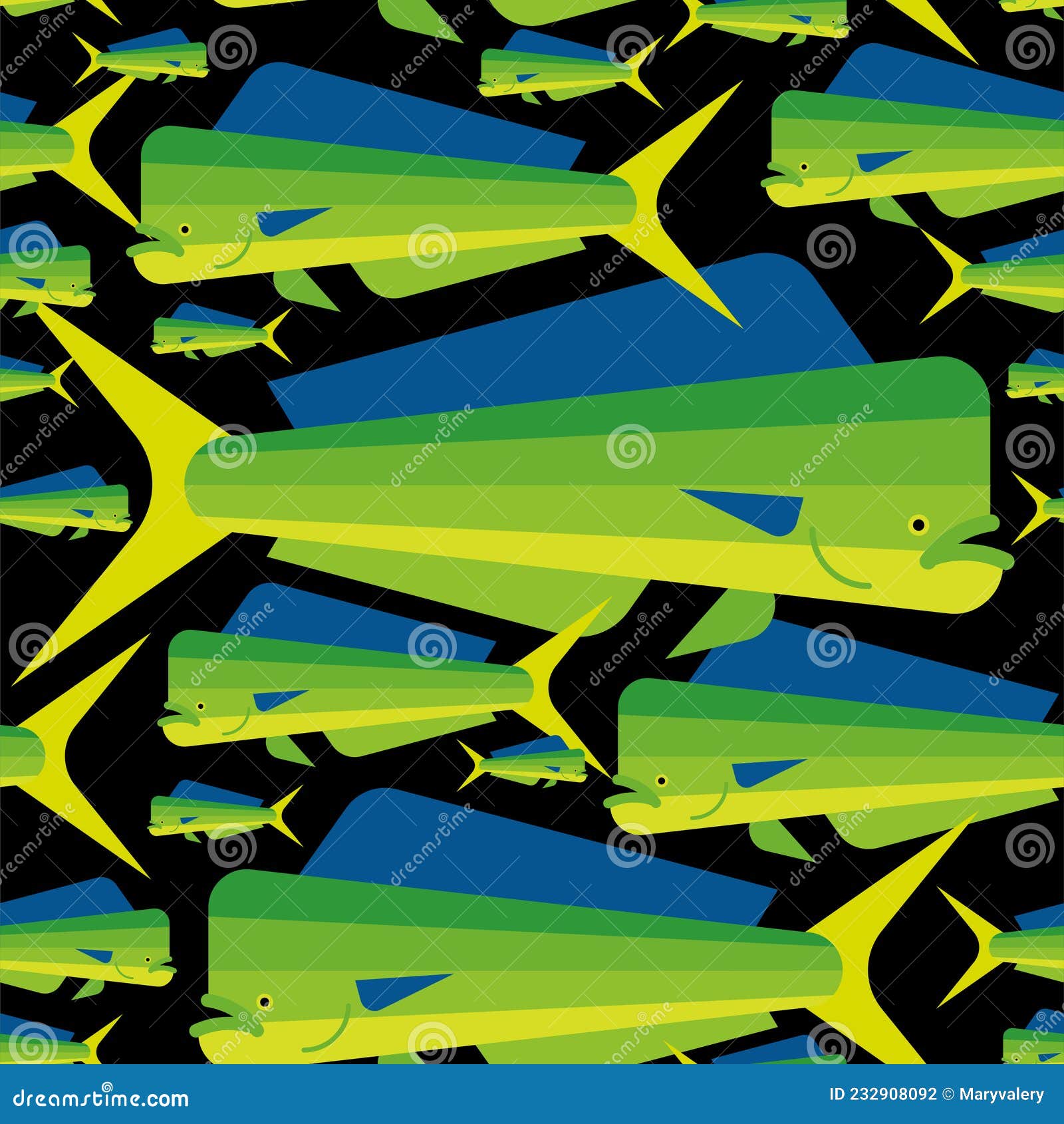 Dorado Fish Pattern Seamless. Mahi Mahi Background. Vector Texture ...