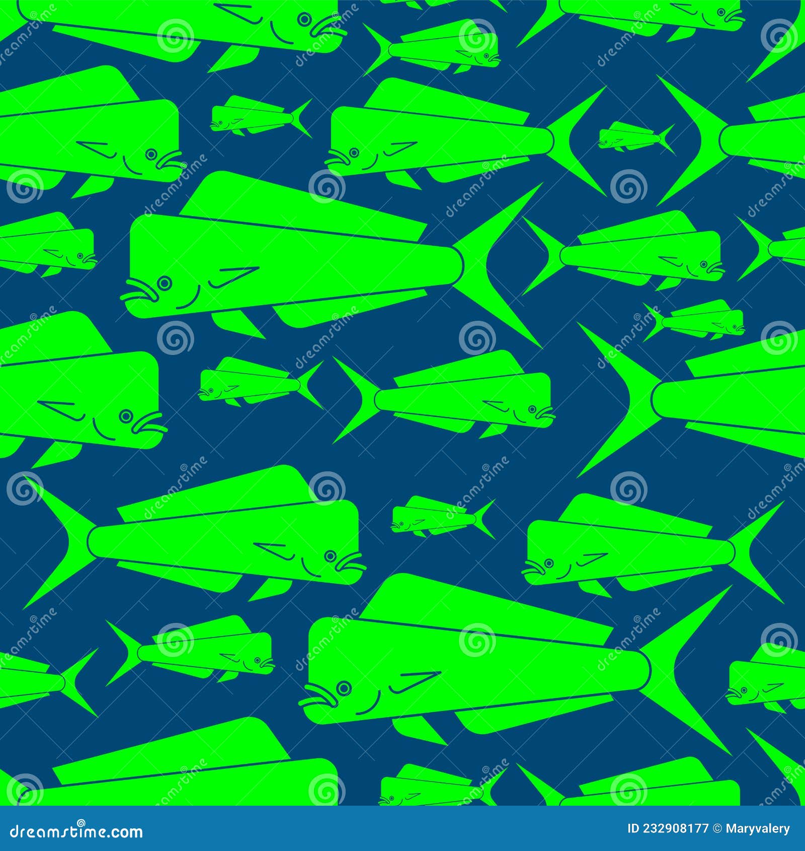 Dorado Fish Pattern Seamless. Mahi Mahi Background. Vector Texture ...