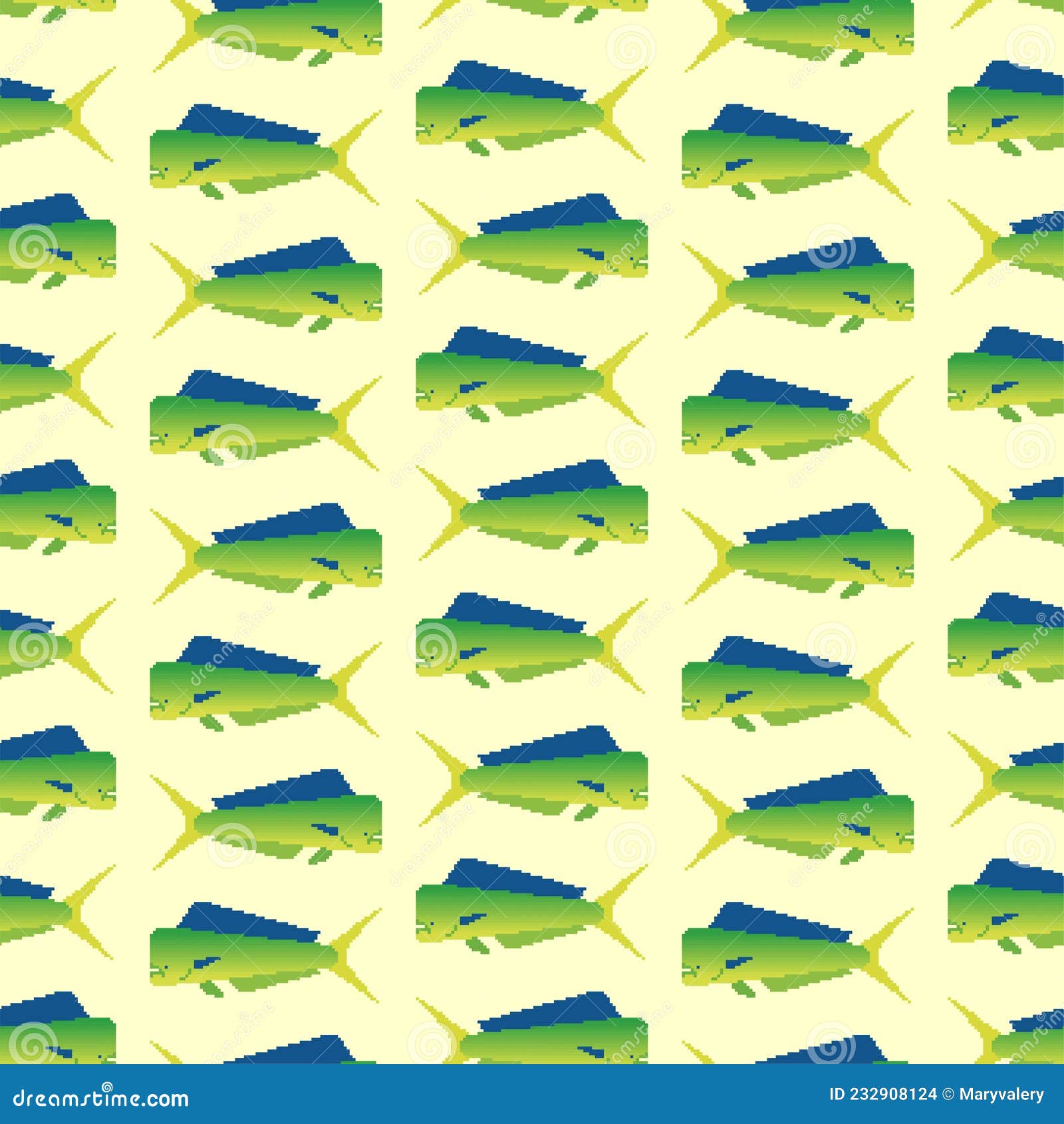 Dorado Fish Pixel Art Pattern Seamless. 8 Bit Mahi Mahi Pixelated Stock ...