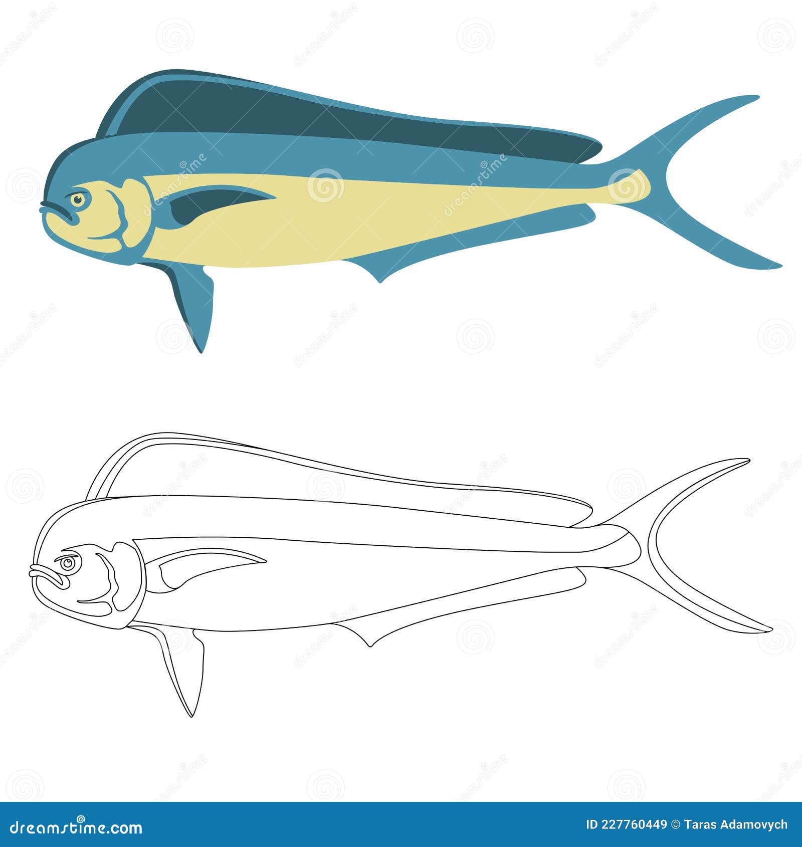 Dorado Fish, Vector Illustration, Flat Style, Side View Stock Vector ...