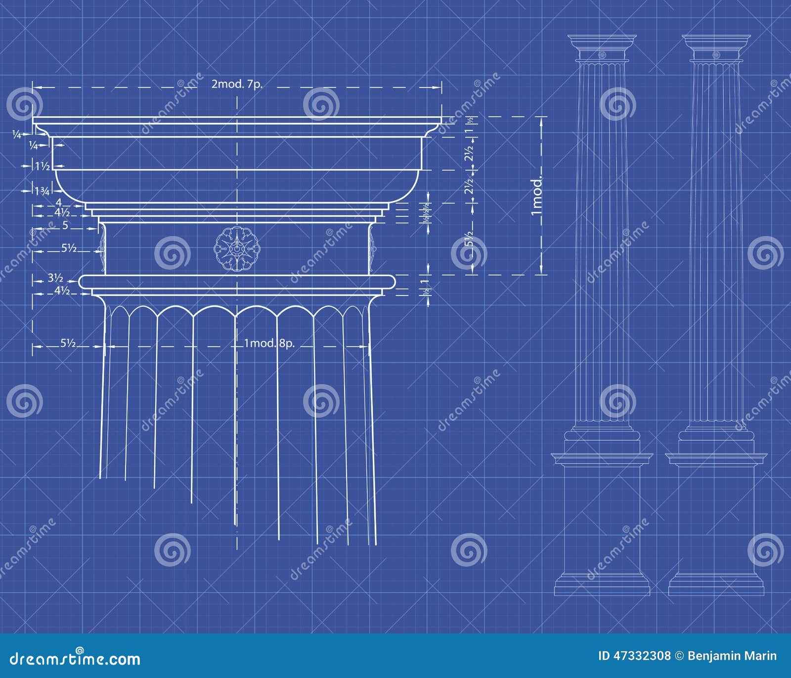Doric column stock vector. Illustration of column, ancient - 47332308