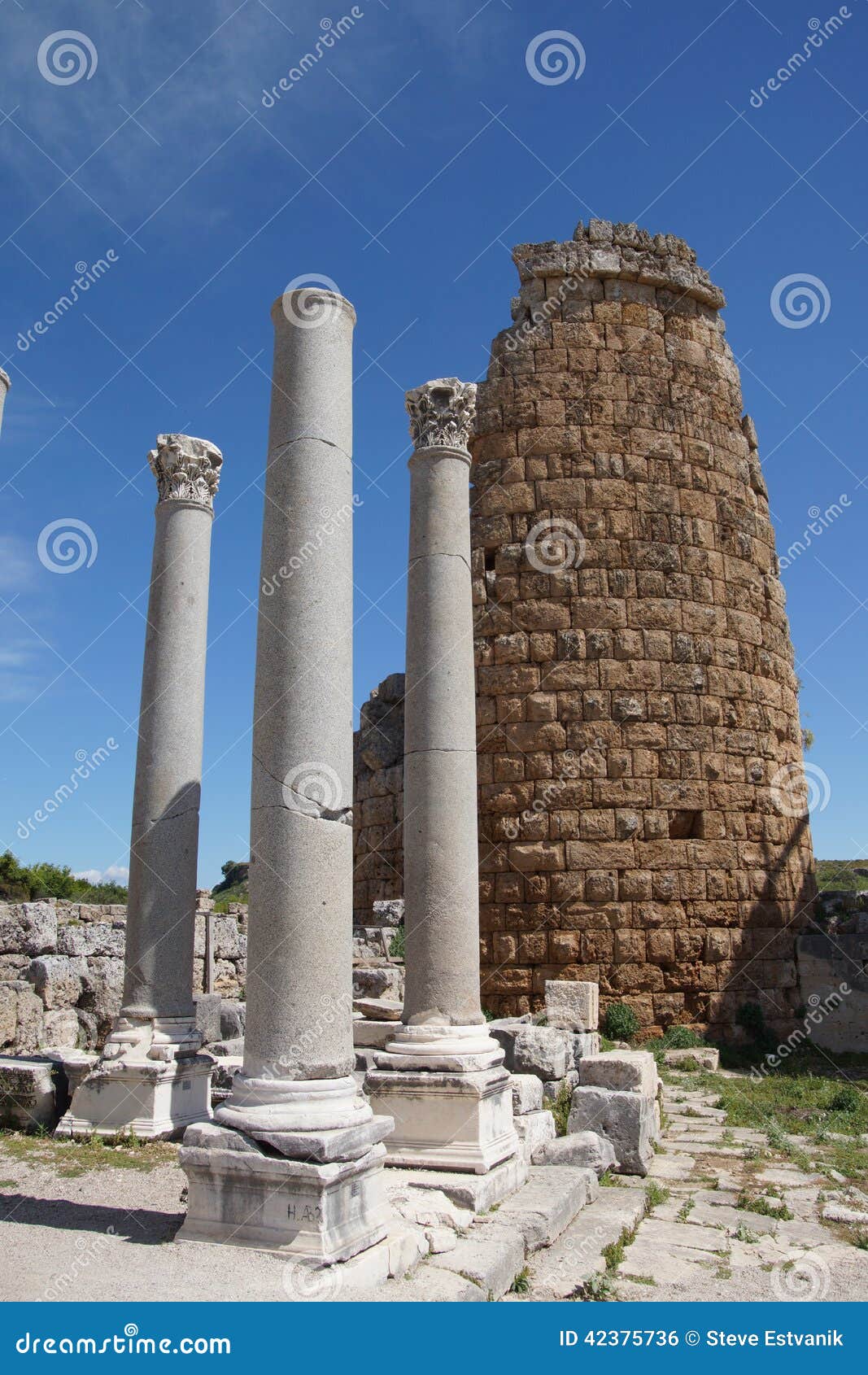 Doric Columns and the Hellenistic Gate Stock Photo - Image of marble ...