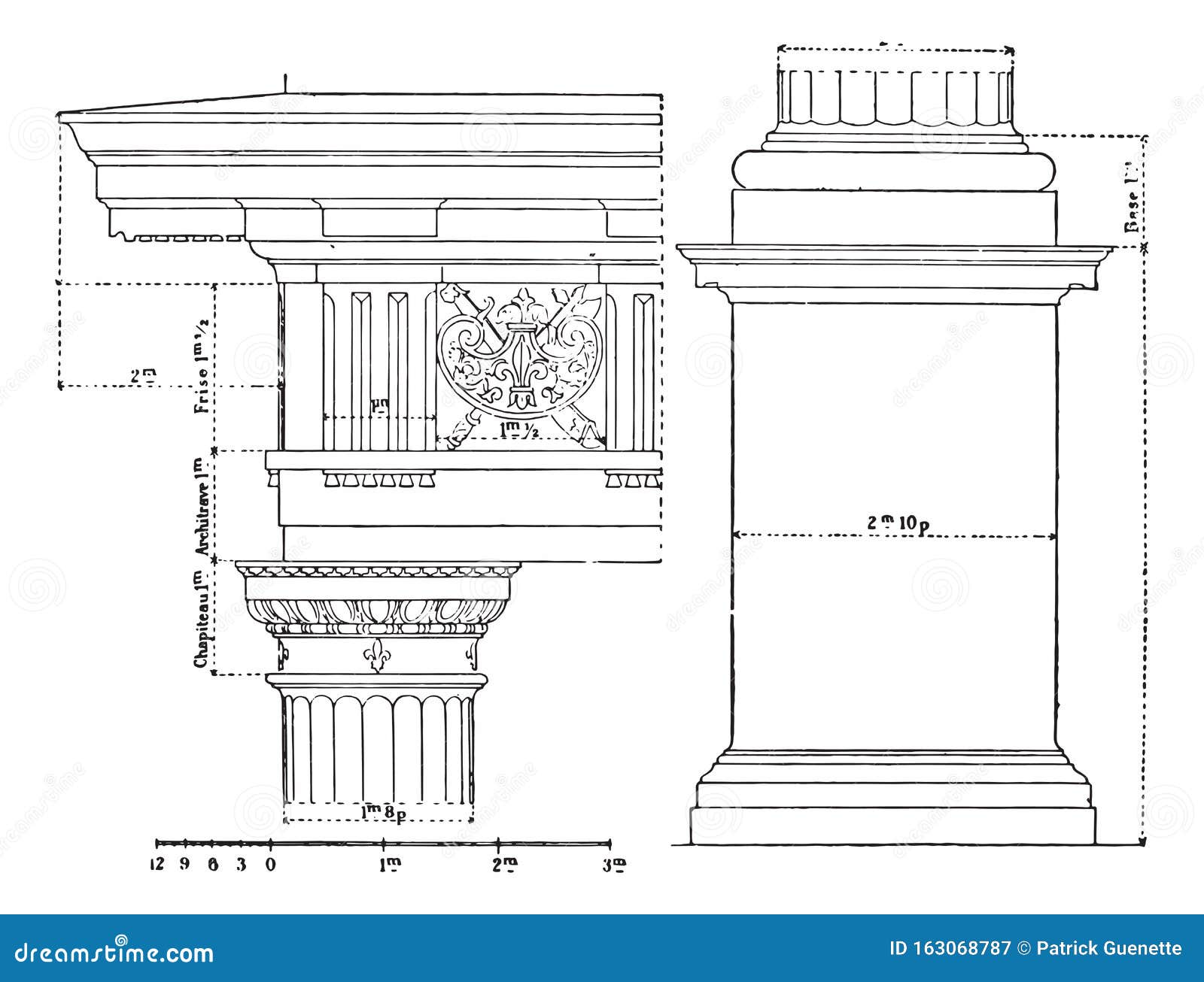 Doric Order, Vintage Engraving Stock Vector - Illustration of ...