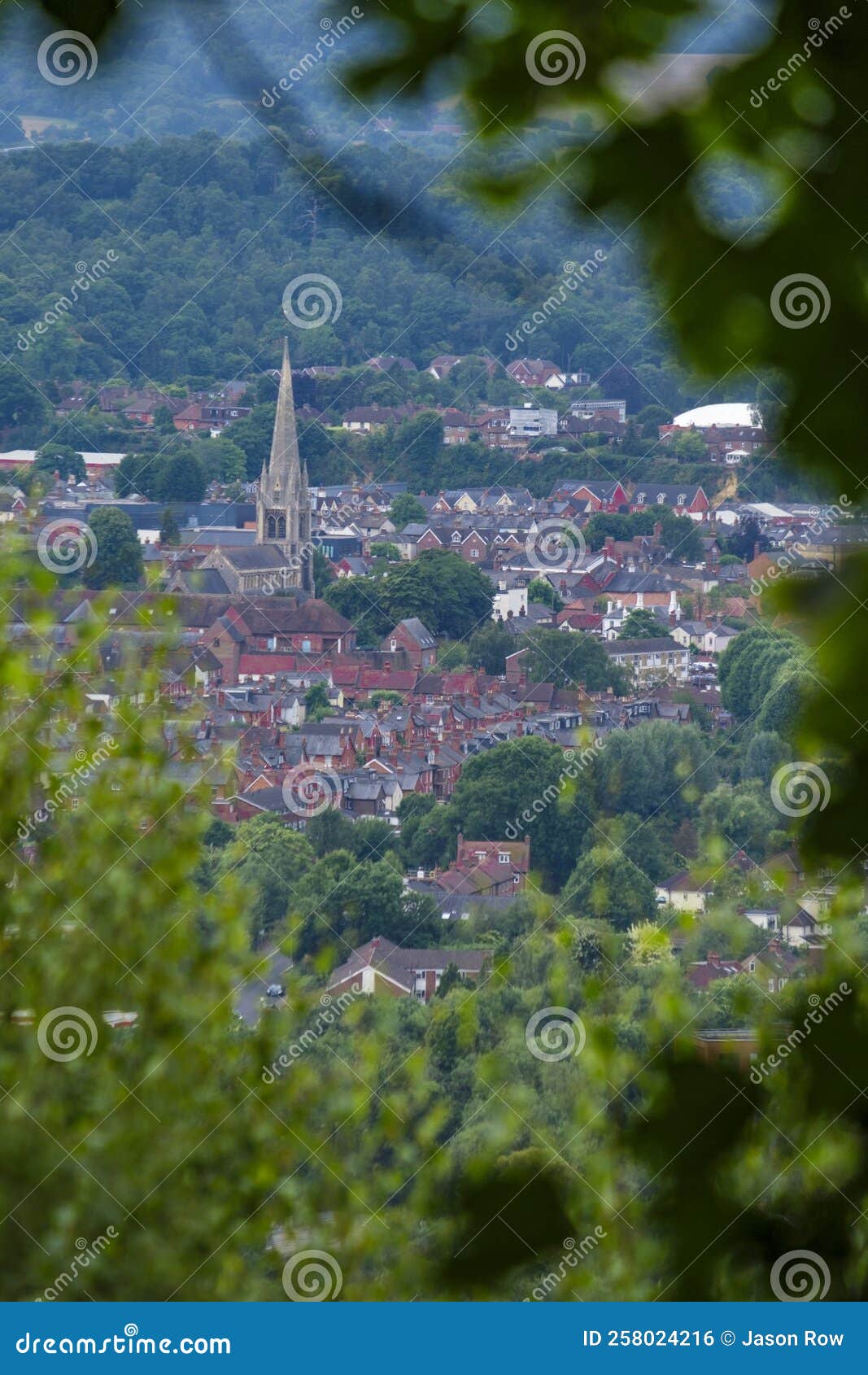 Dorking Framed by Trees stock photo. Image of north - 258024216