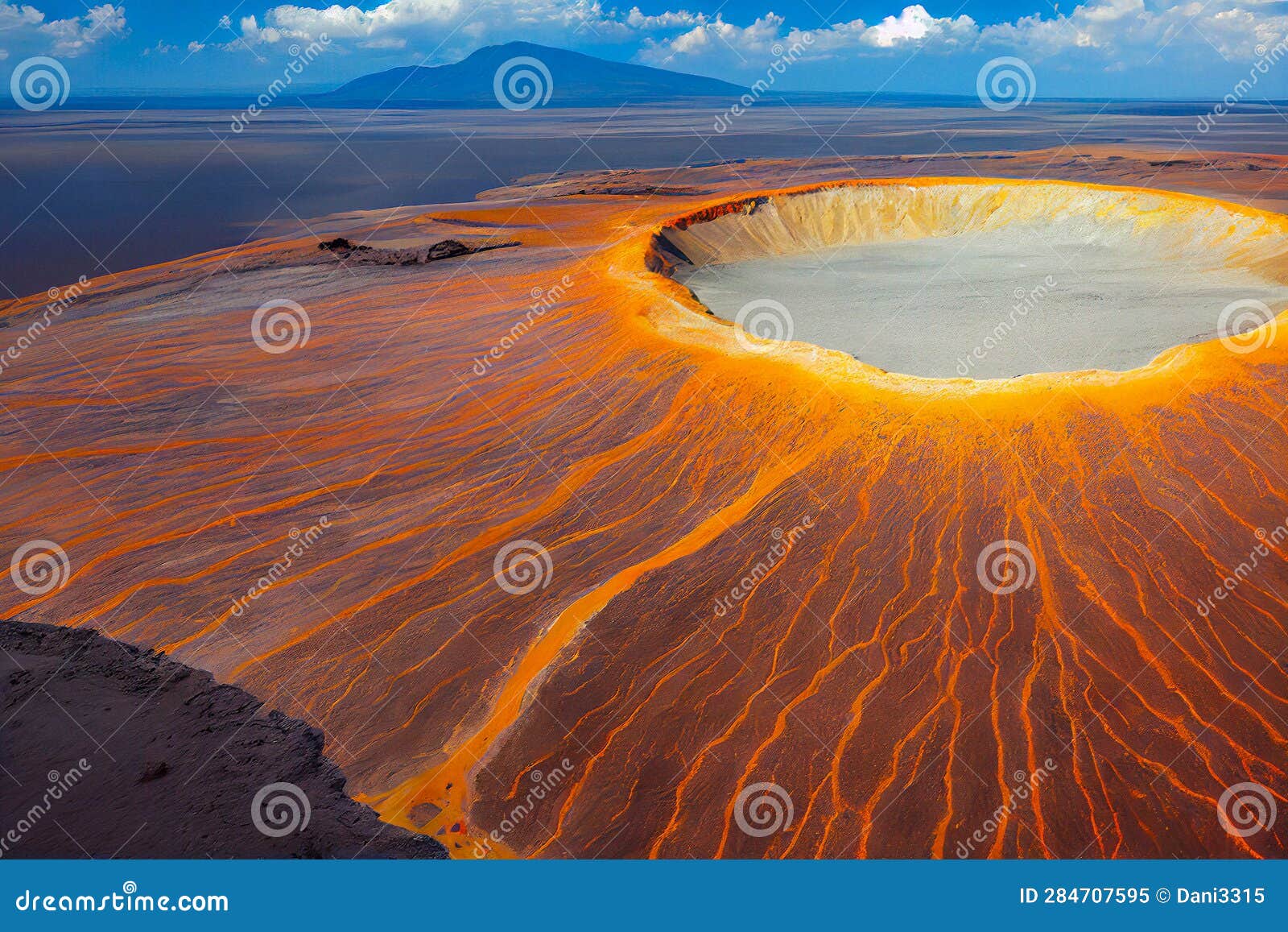 Dormant Volcano Shrouded In Mist With Crater Visible Stock Image ...