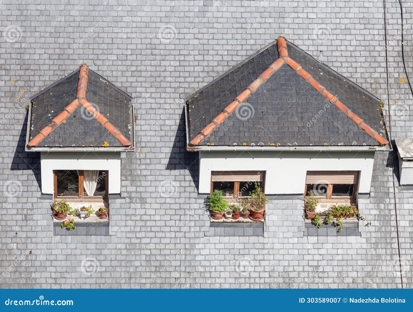 Dormer Windows on the Roof of a Building Stock Image - Image of texture ...