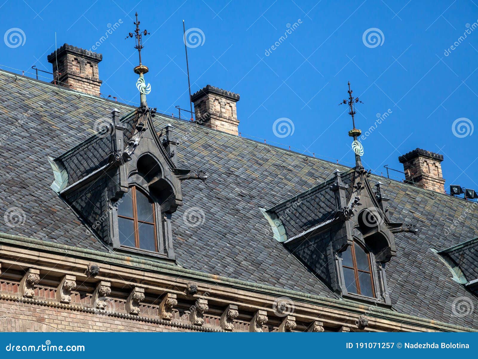 Dormer Windows on the Roof of Gothic Building Stock Image - Image of ...