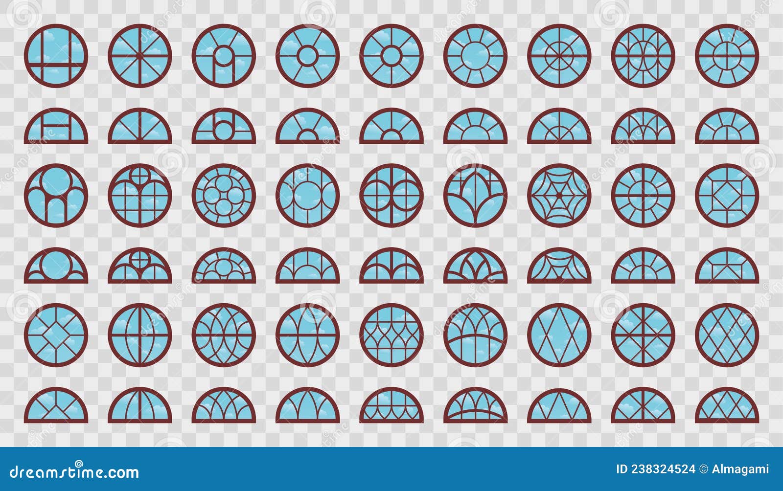 Dormer Wooden Window Frames Collection. Stock Vector - Illustration of ...