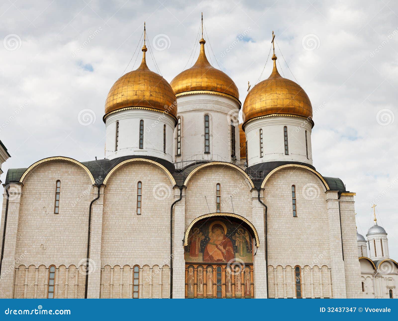 Dormition Cathedral in Moscow Kremlin Stock Image - Image of kremlin ...