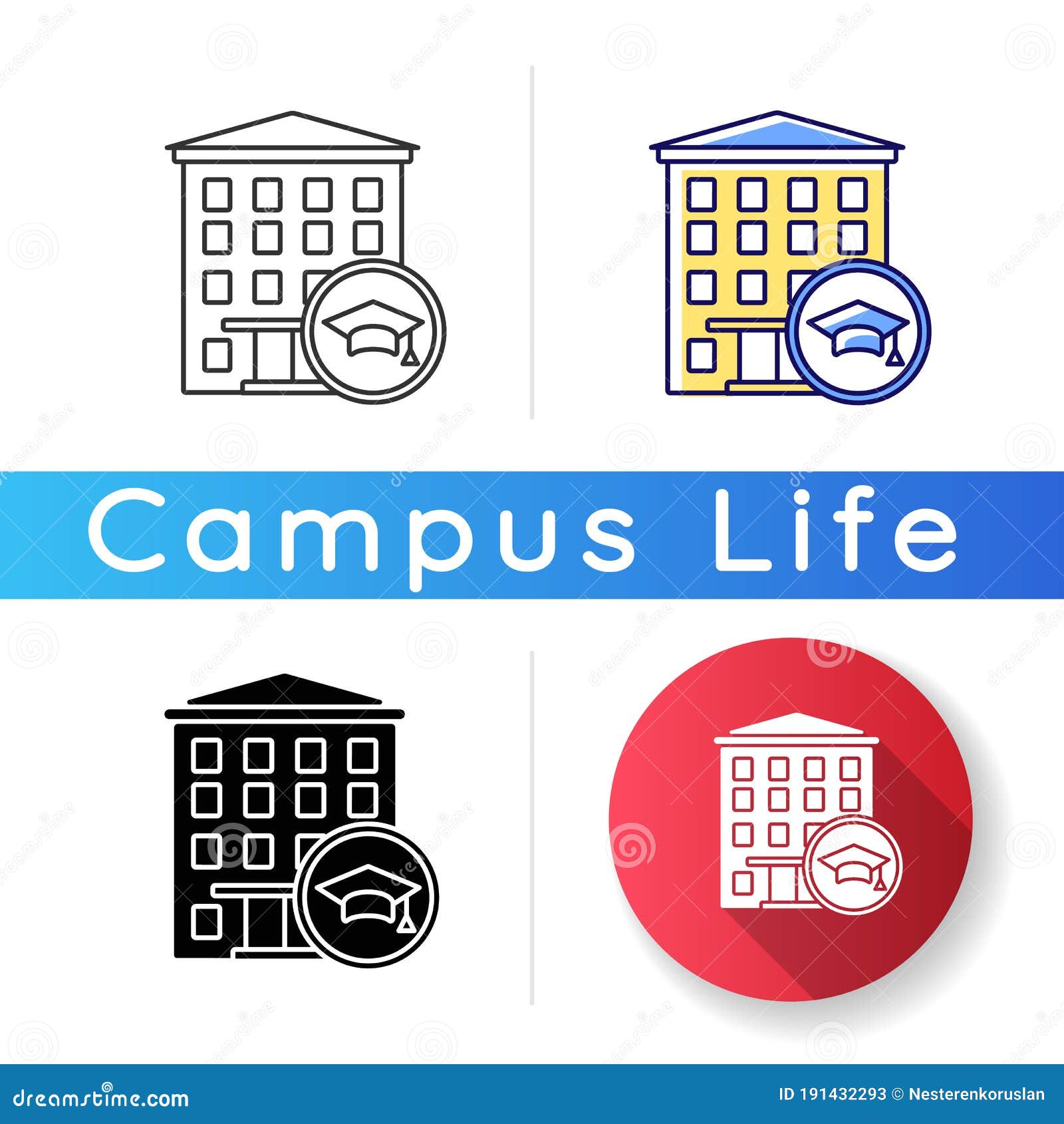 Dormitory icon stock vector. Illustration of pack, campus - 191432293