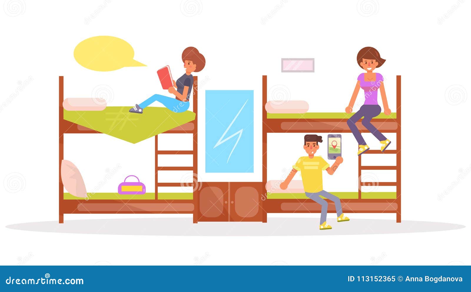 Dormitory. Vector. Cartoon stock vector. Illustration of computer ...