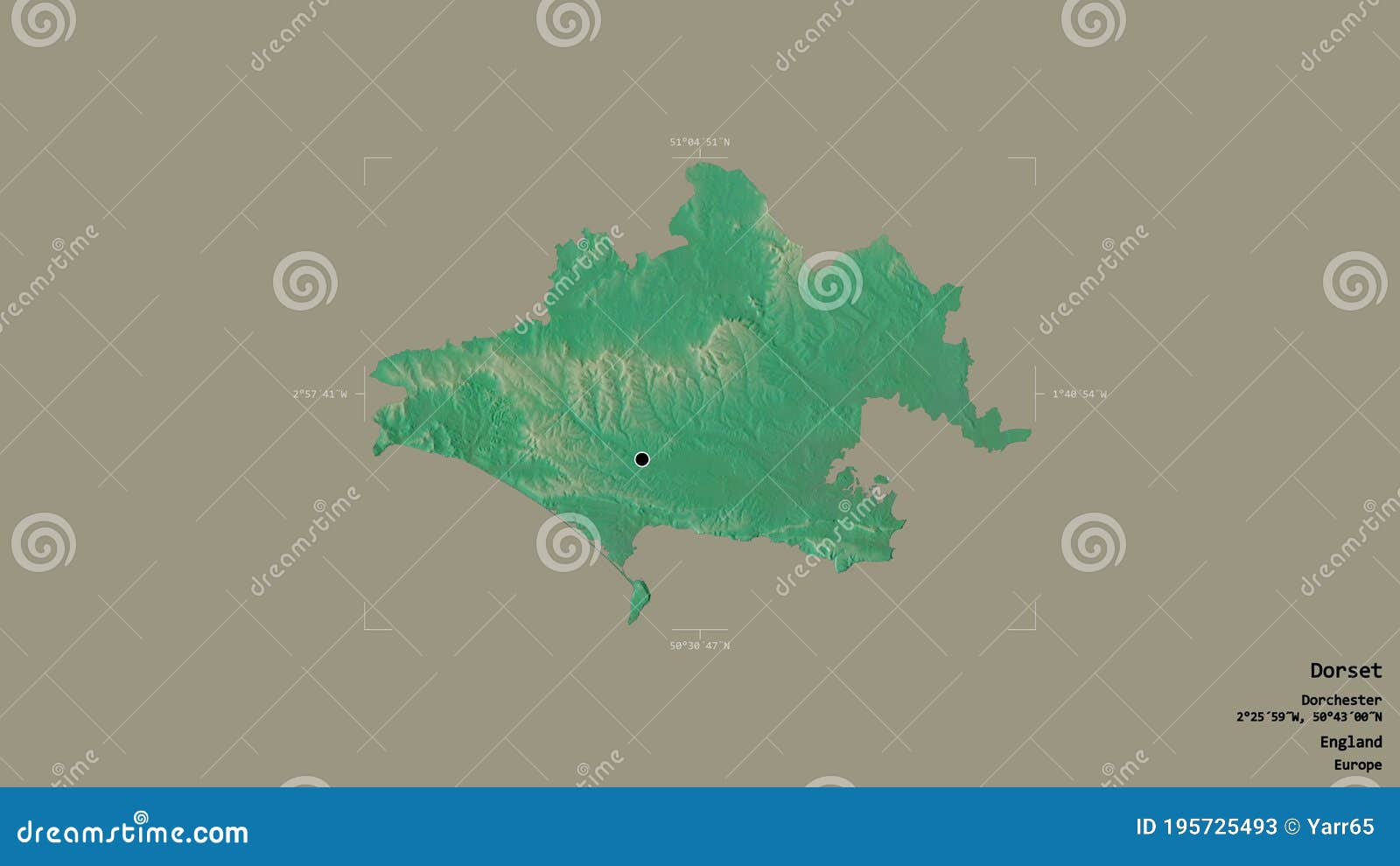 Dorset - England. Bounding Box. Relief Stock Illustration ...