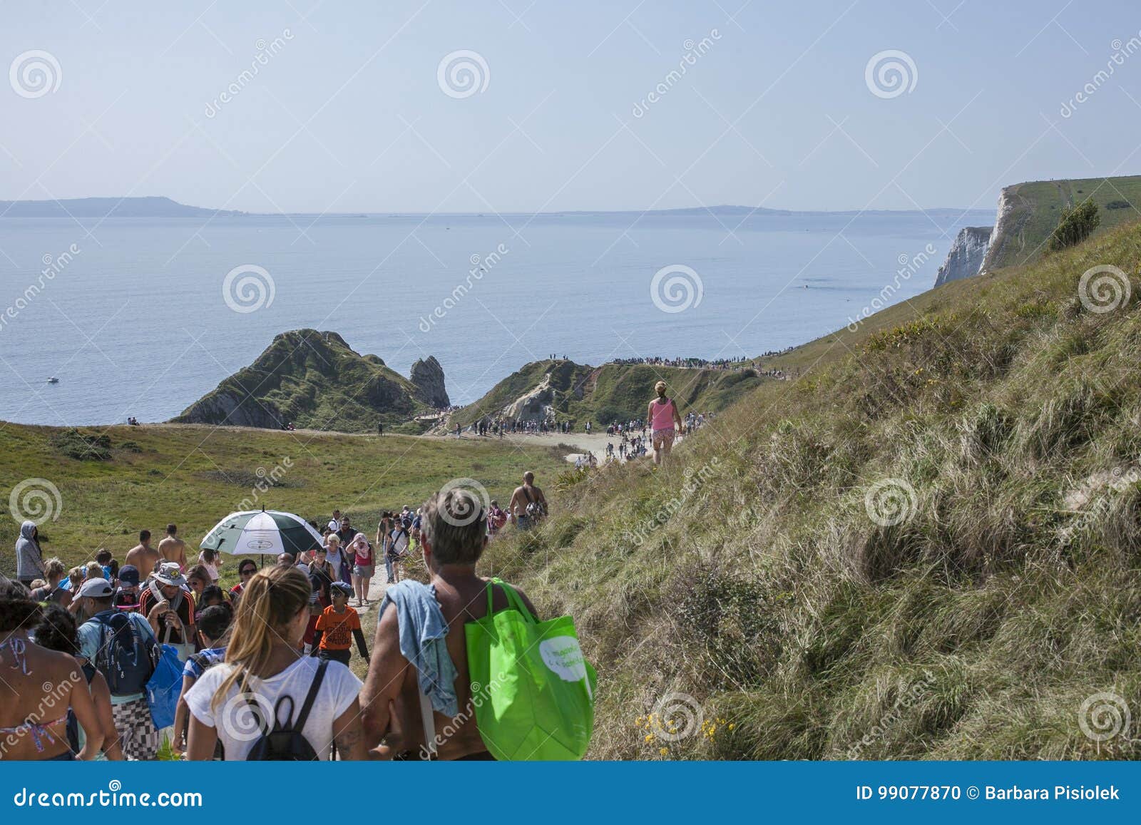 Dorset - People Walking Towards the Sea. Editorial Image - Image of ...
