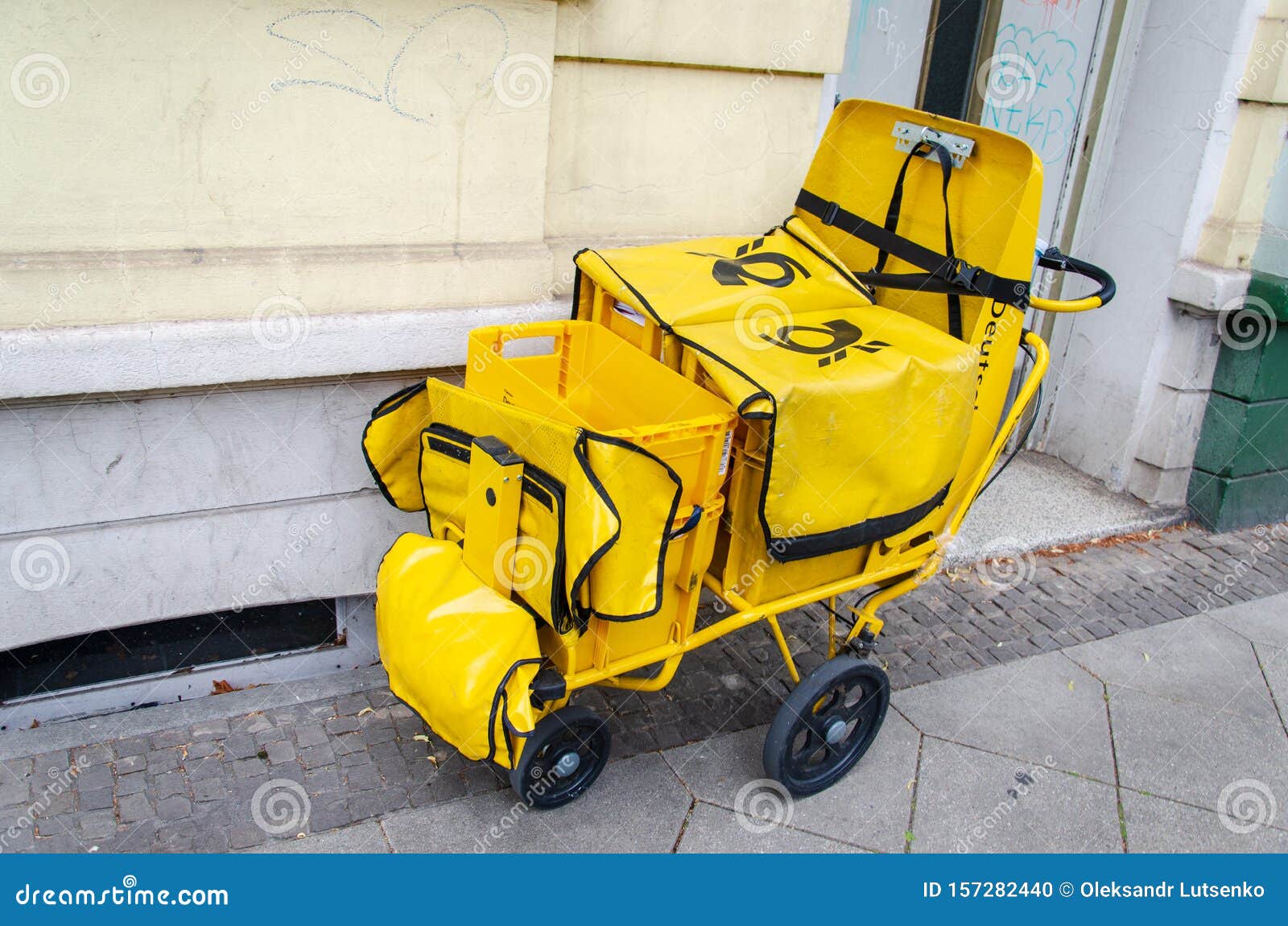Dortmund, Germany - August 2, 2019: Deutsche Post Postman Cart ...