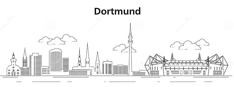 Dortmund Cityscape Line Art Vector Illustration Stock Vector ...