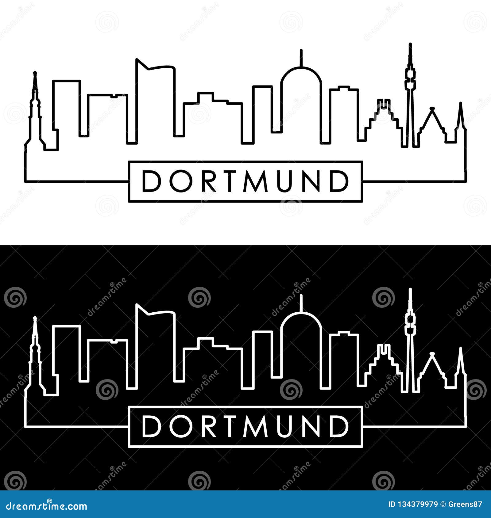 Dortmund Skyline And Landmarks Silhouette Vector Illustration ...