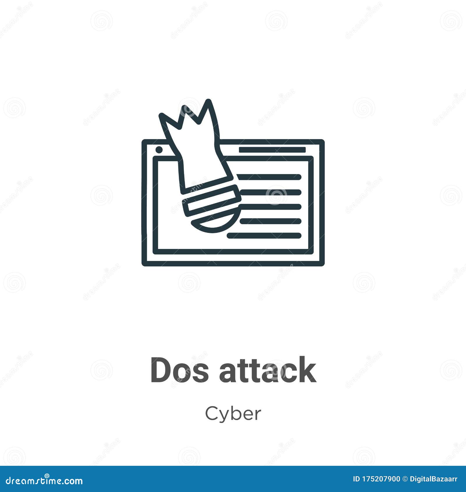 Dos Attack Outline Vector Icon. Thin Line Black Dos Attack Icon, Flat ...
