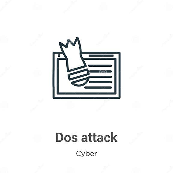 Dos Attack Outline Vector Icon. Thin Line Black Dos Attack Icon, Flat ...