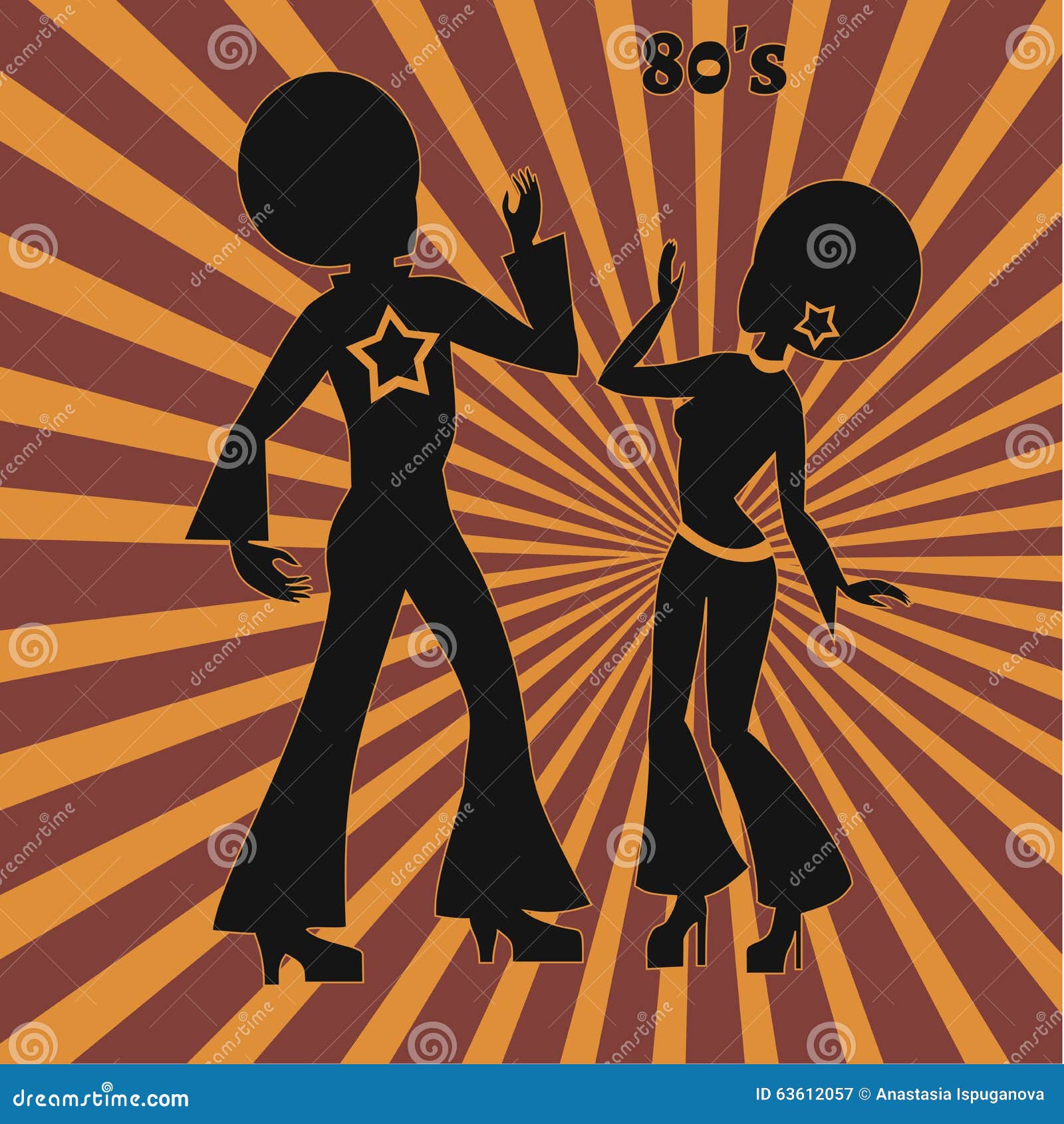 Dos Bailarines Del Disco, Ejemplo Retro De Años 70 Stock de ilustración ...