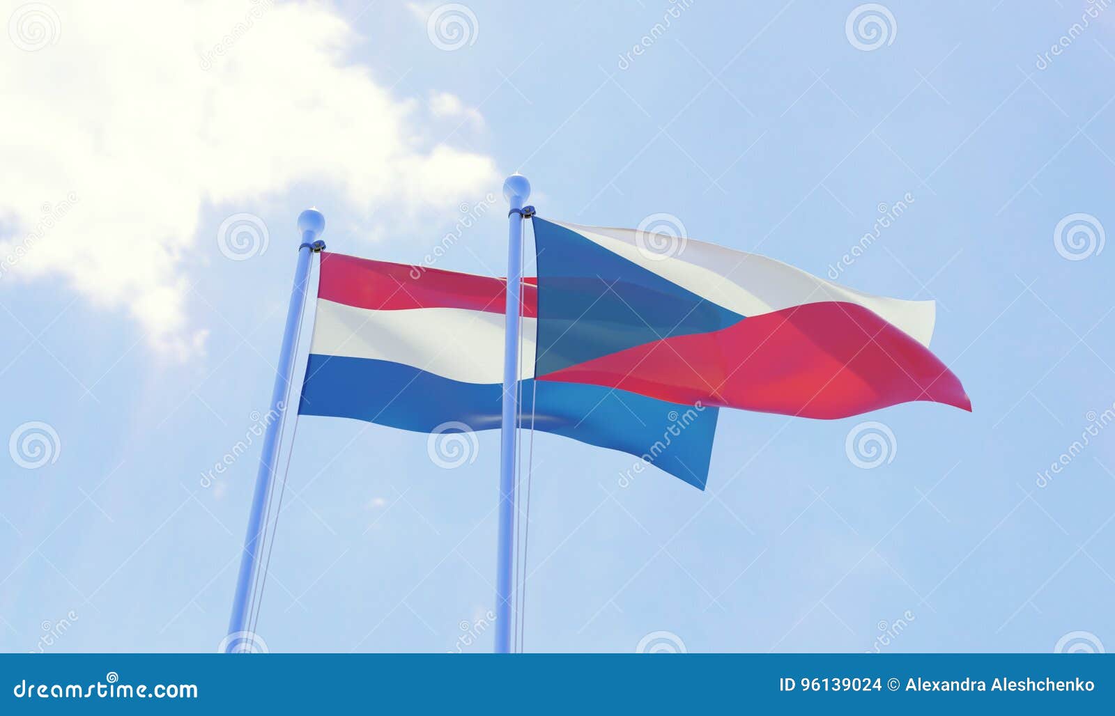 Dos banderas que agitan stock de ilustración. Ilustración de ...