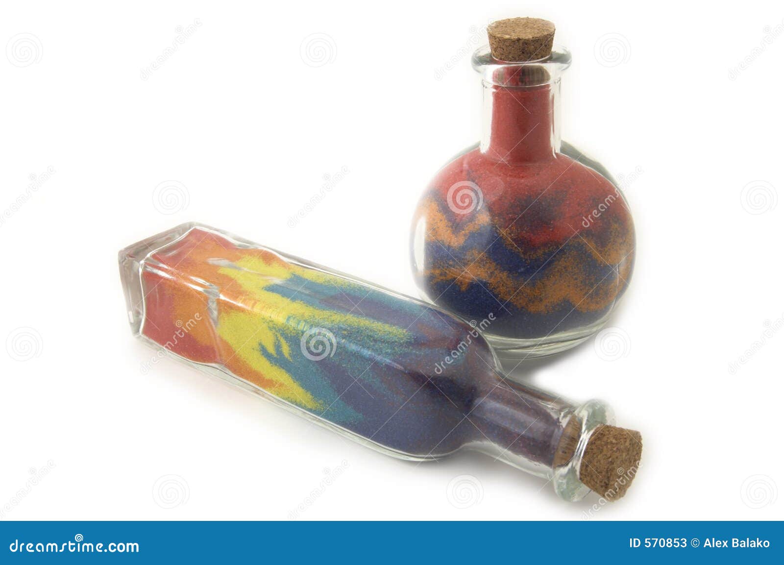 Dos Botellas Con La Arena Colorida Imagen de archivo - Imagen de ...